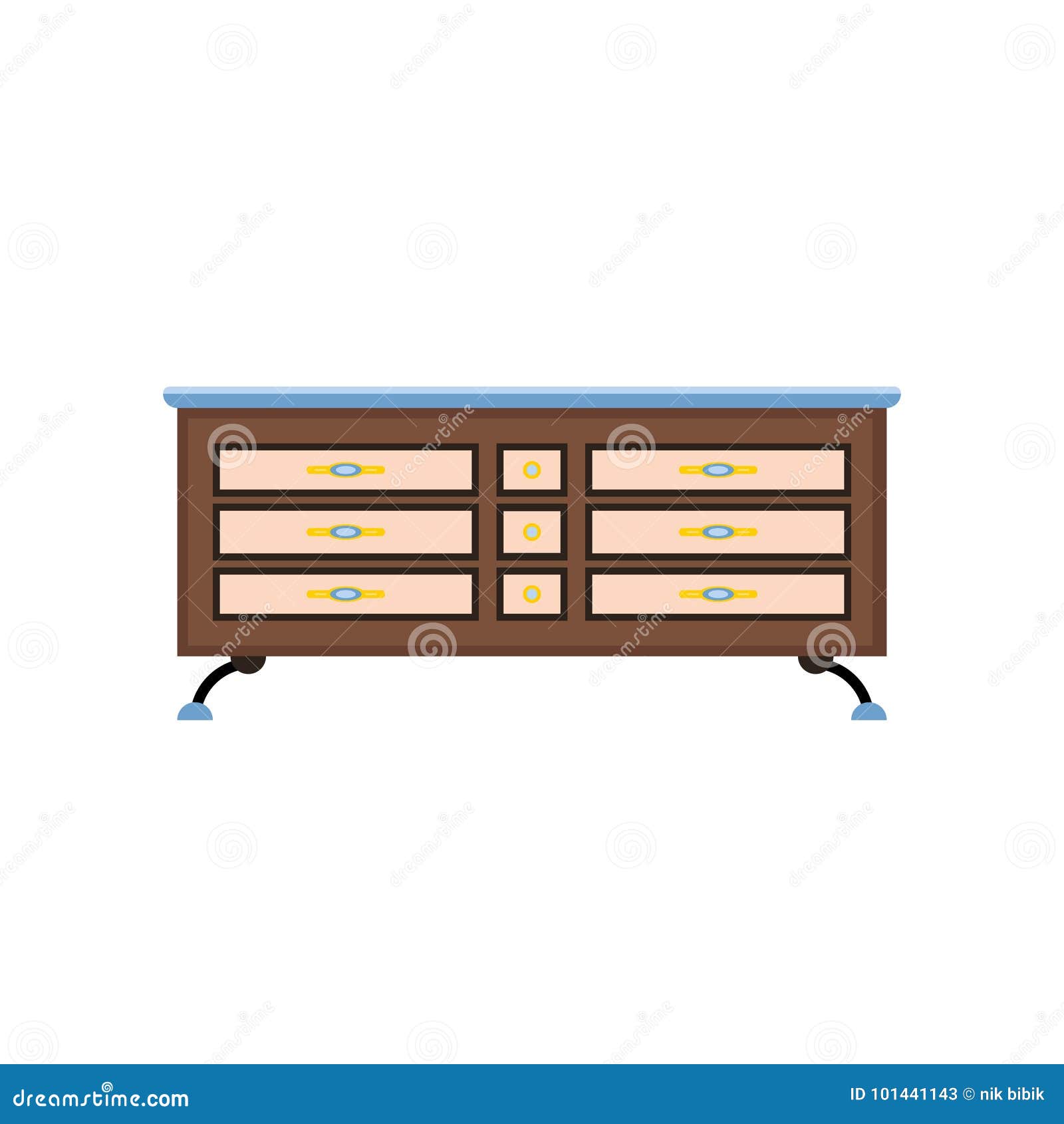 Sideboard Flat Vector. it is Executed in the Old and Modern Style ...