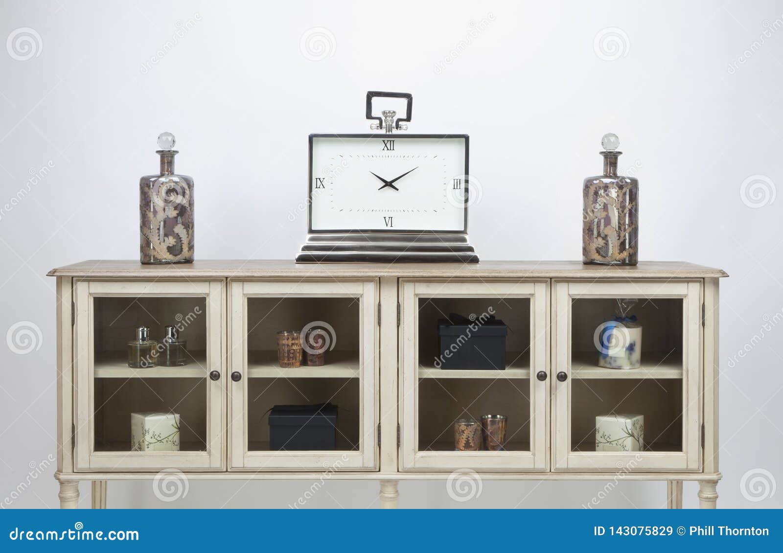 Glass Fronted Sideboard and Ornaments 3 Stock Image - Image of doors ...