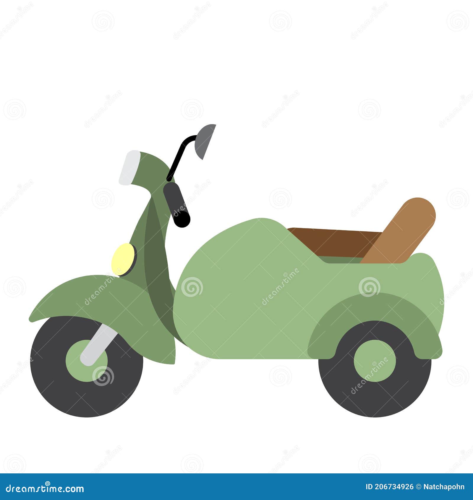 Sidecar Transportation Cartoon Character Side View Vector Illustration ...