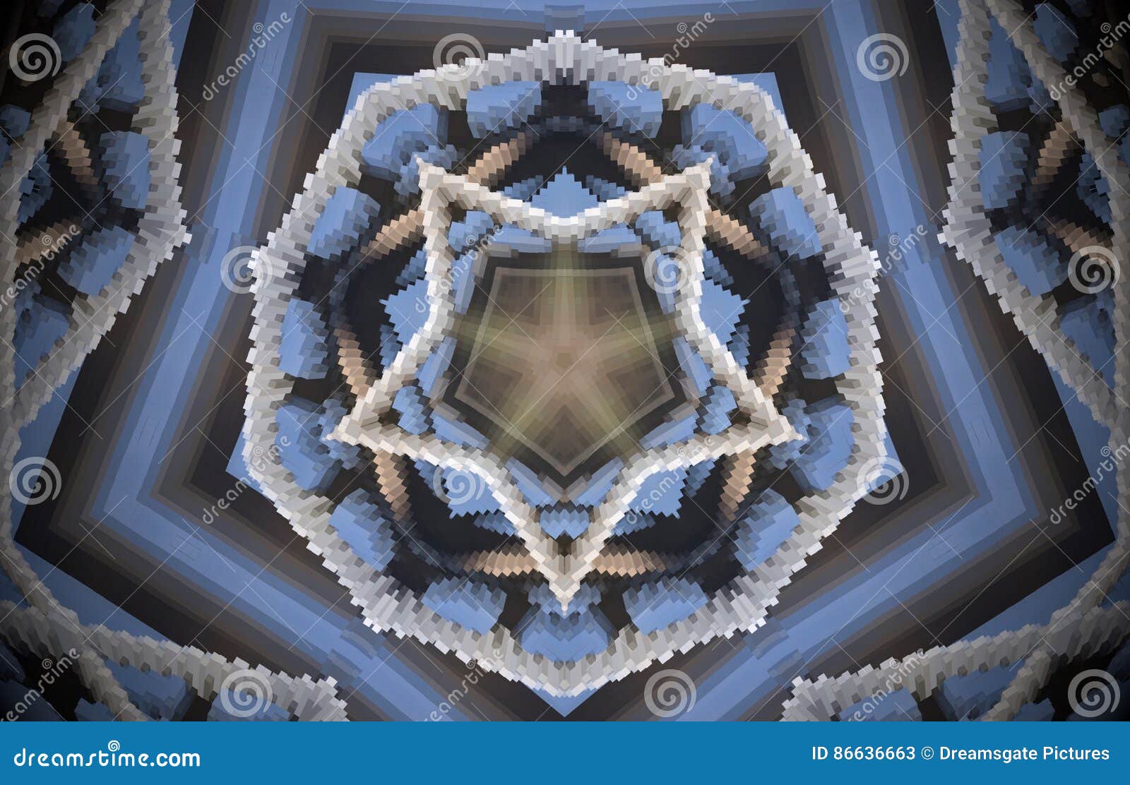 5 Sided Star Metal Structure Extruded Mandala Stock Illustration ...