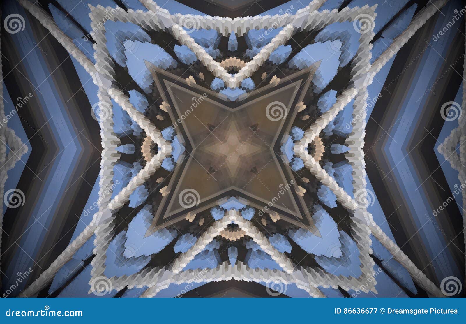 4 Sided Star Metal Structure Extruded Mandala Stock Illustration ...