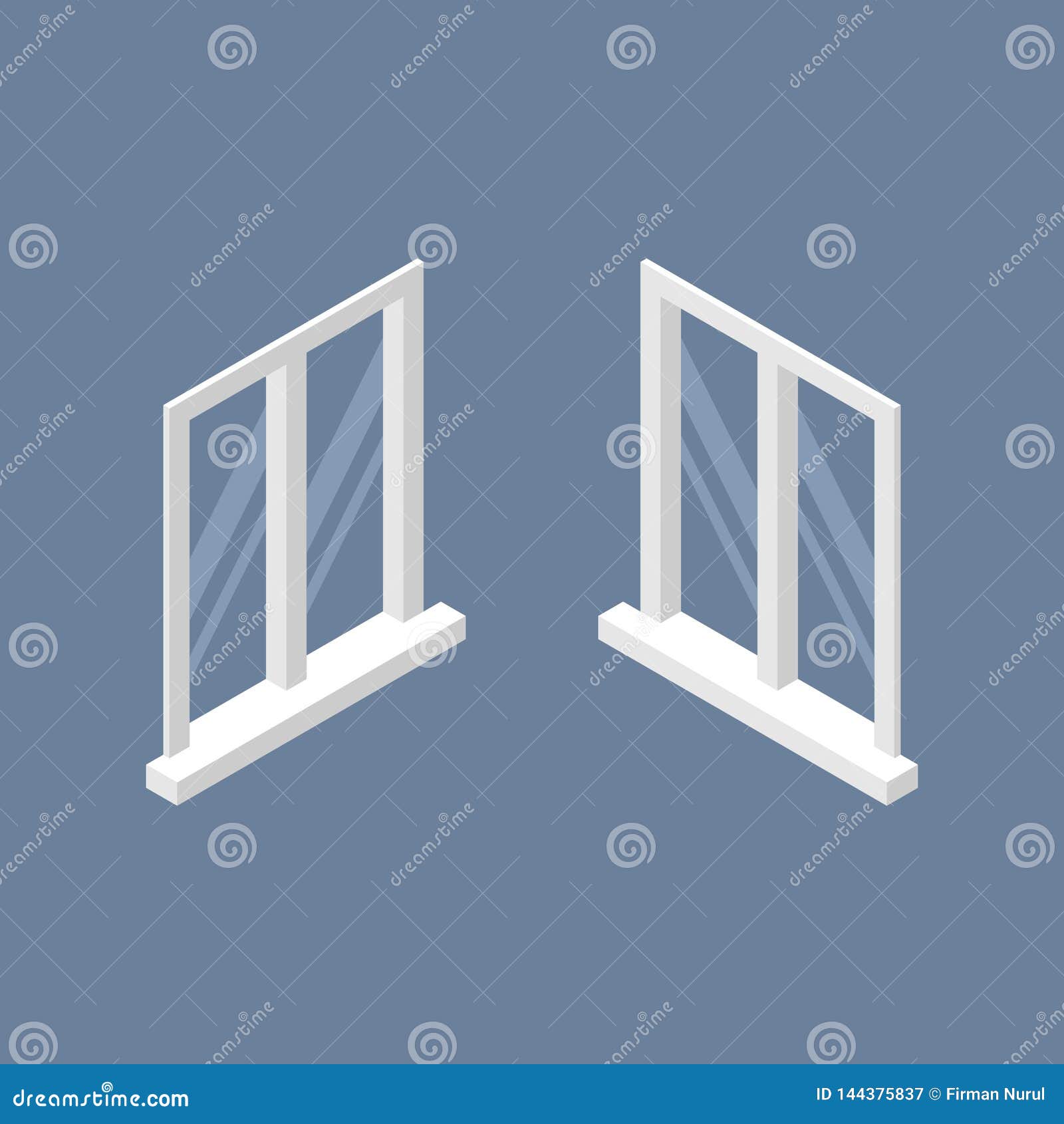 2 Sides Windows Isometric Flat Design Vector Stock Vector ...