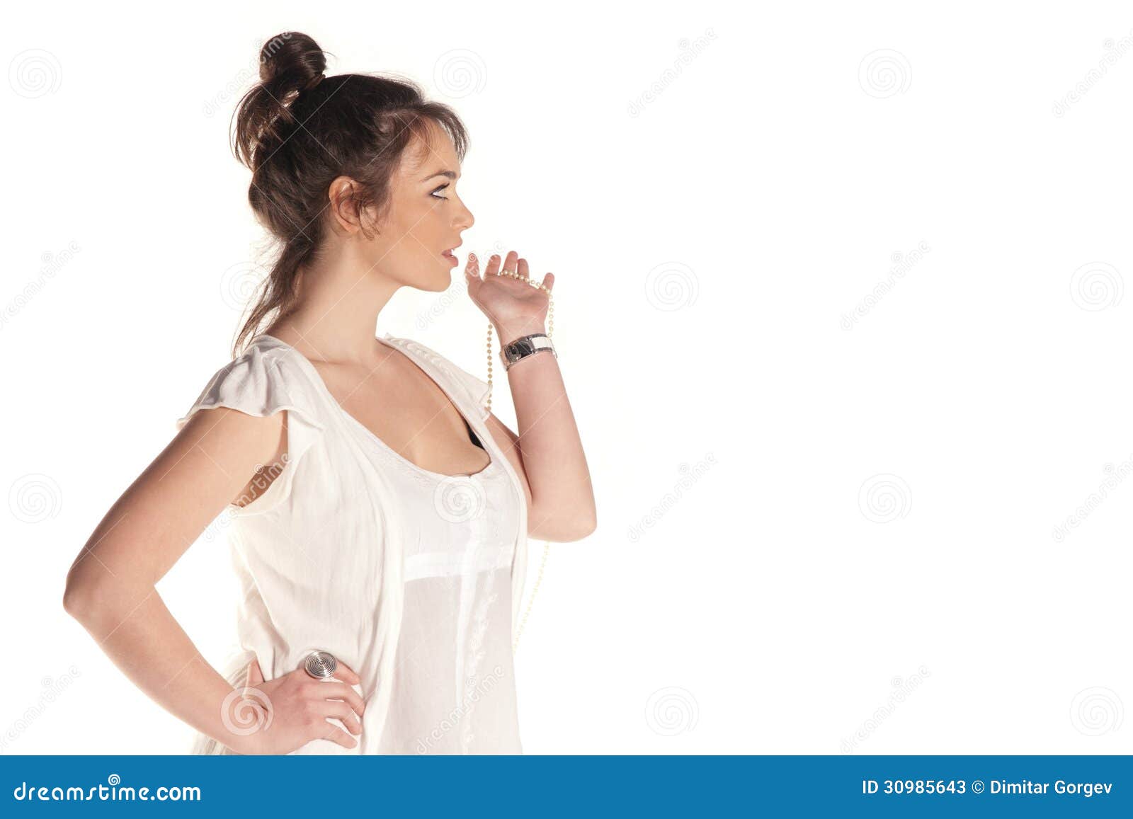 Sideshot imagen de archivo. Imagen de hembra, encantador - 30985643