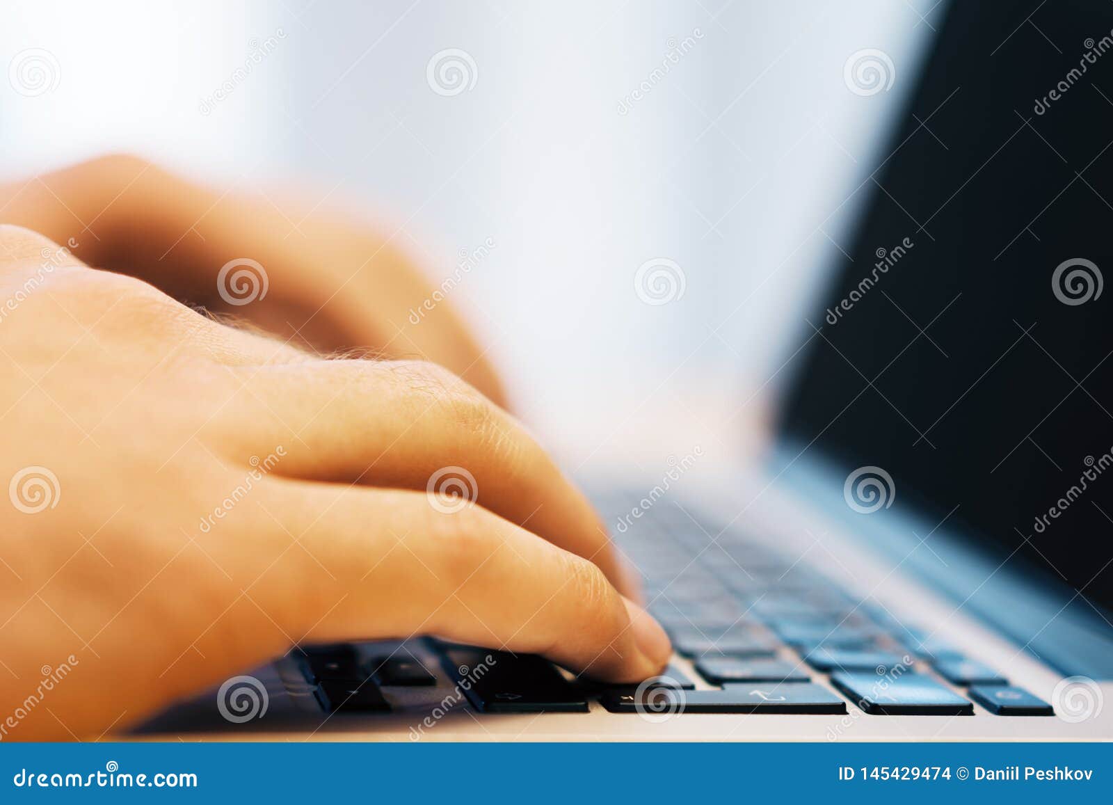 Sideview of Businessman Using Laptop on Desk Stock Photo - Image of ...