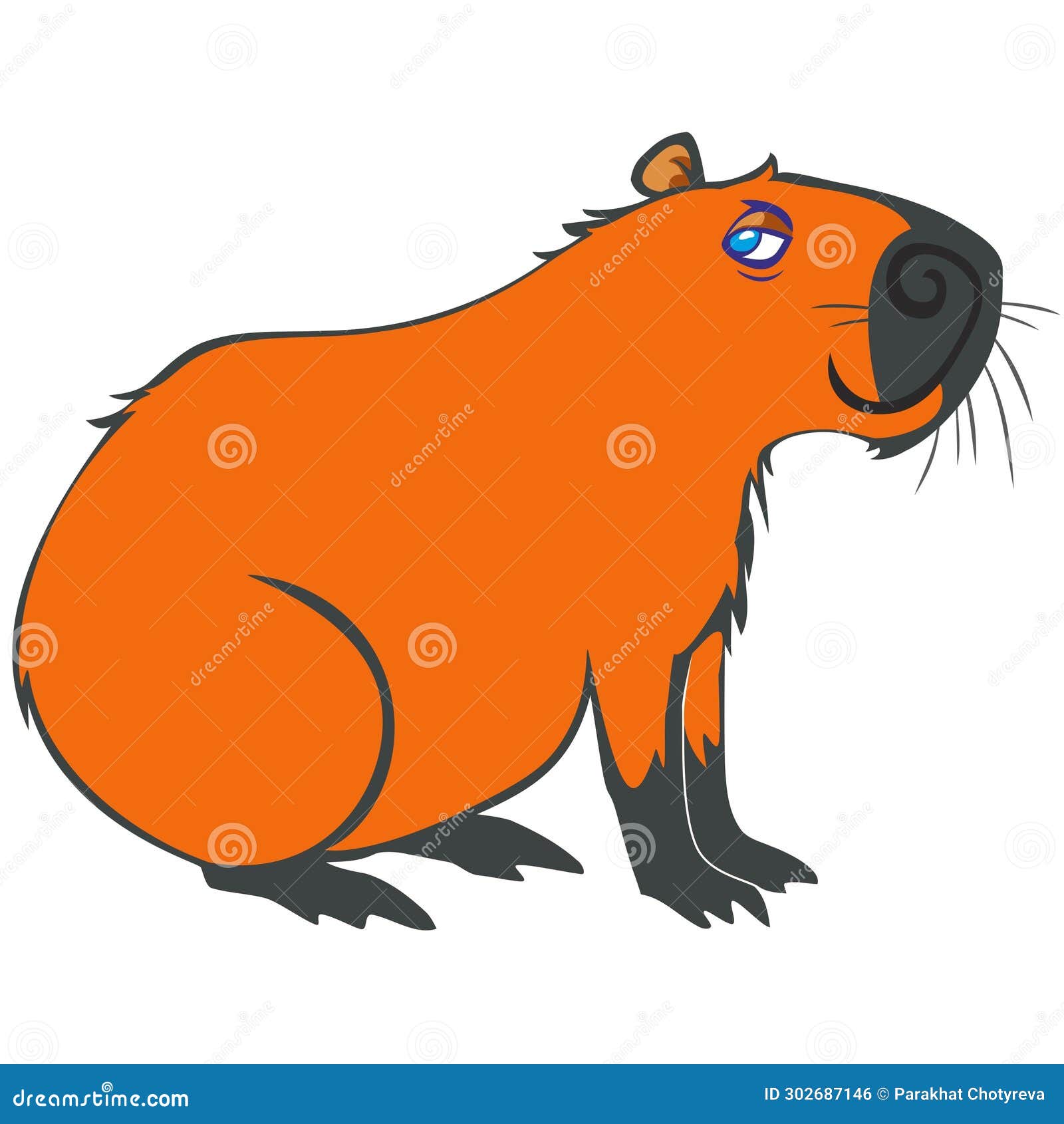 Sideview Capybara Orange Capybara Stock Vector - Illustration of ...