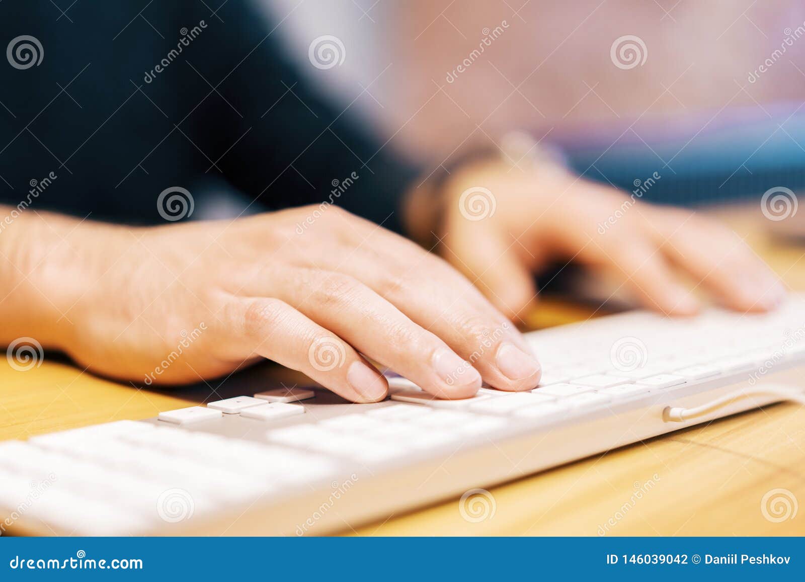 Sideview of Male Hands Using Keyboard Stock Photo - Image of occupation ...