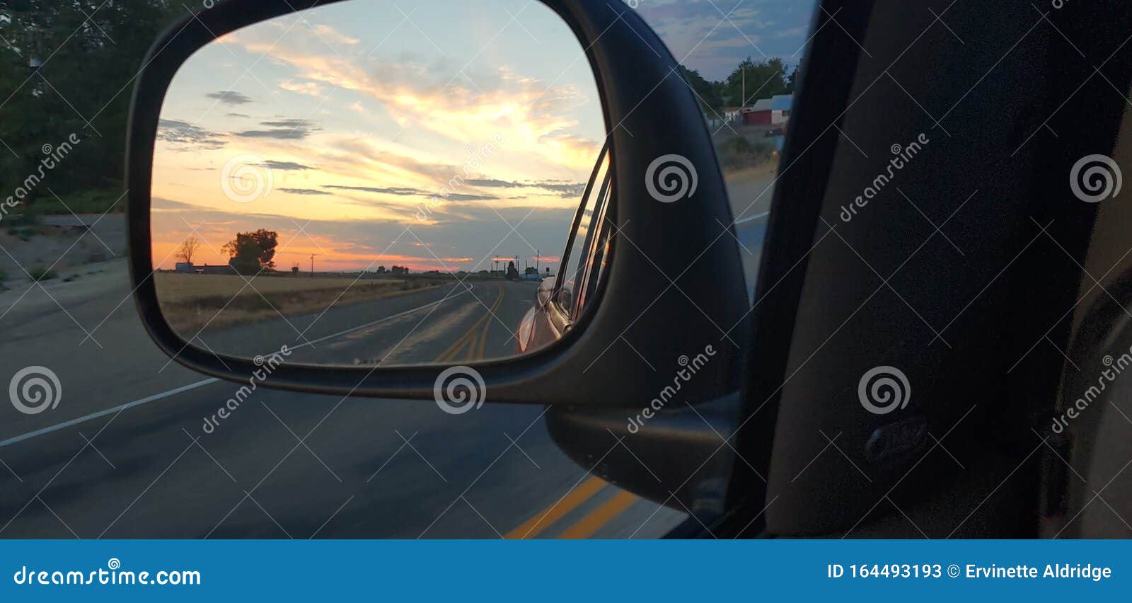 Sideview Mirror Sunset stock image. Image of sunset - 164493193