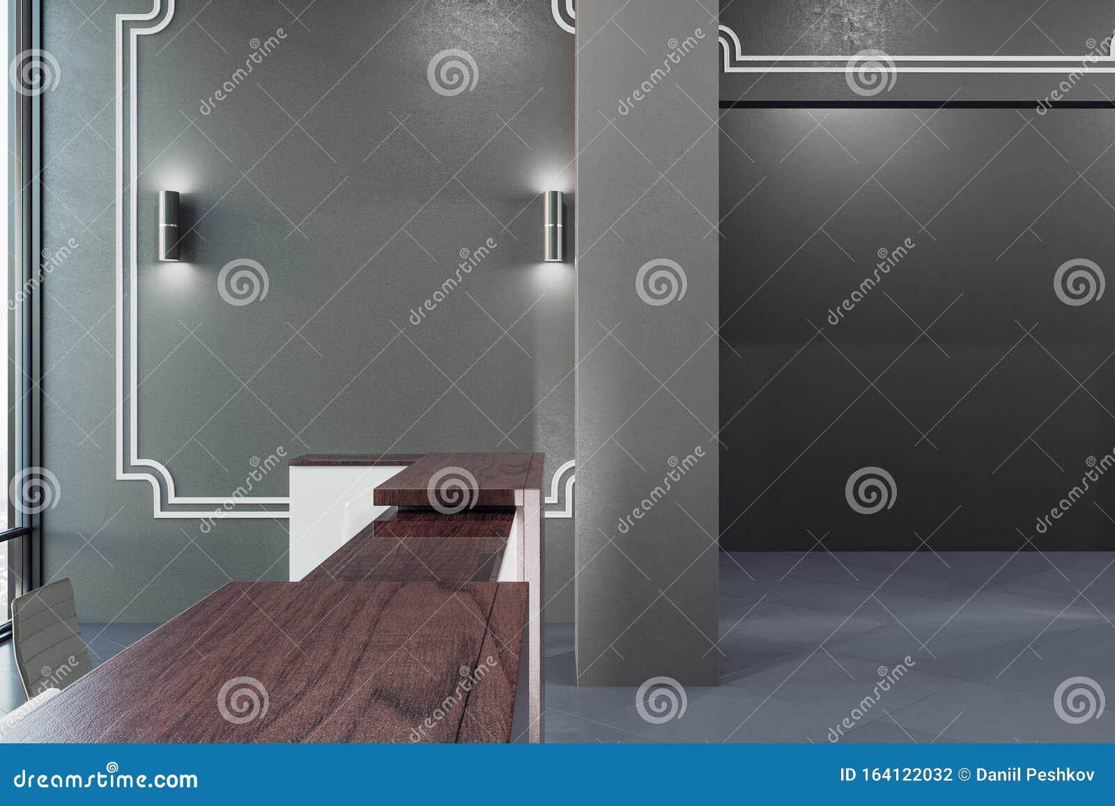 Sideview of Modern Reception Stock Illustration - Illustration of ...