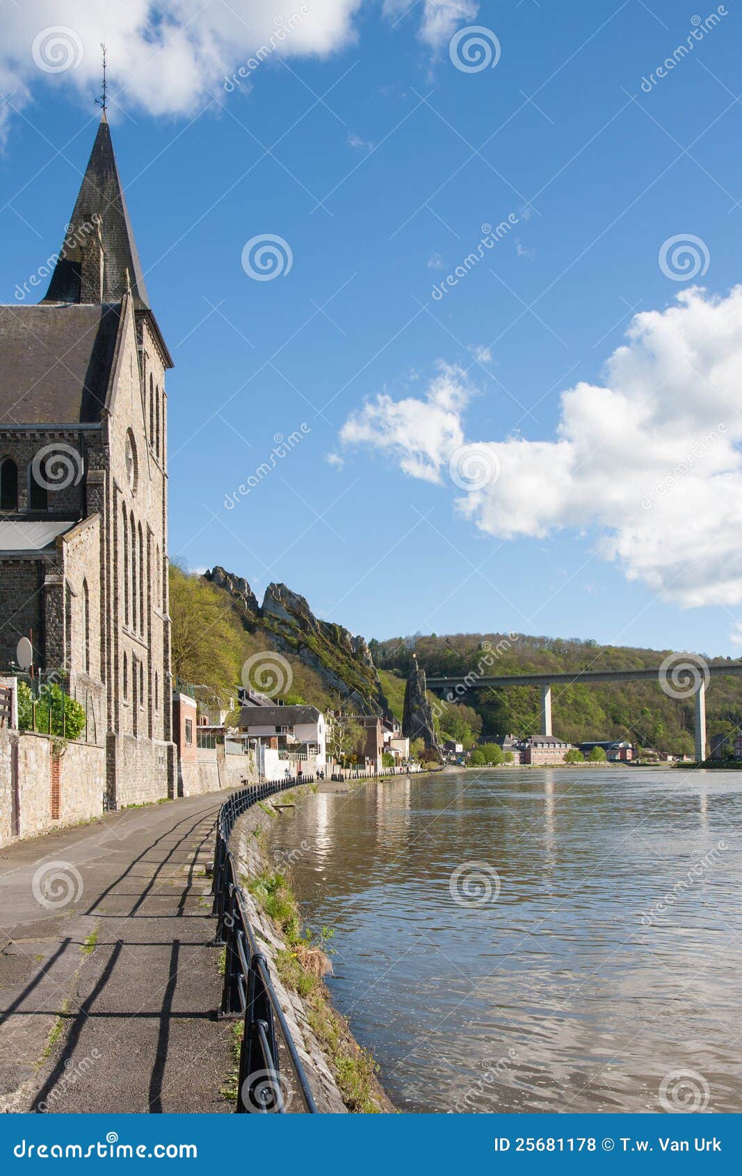 Sidewalk Along the River Meuse, Belgium Stock Photo - Image of dinant ...
