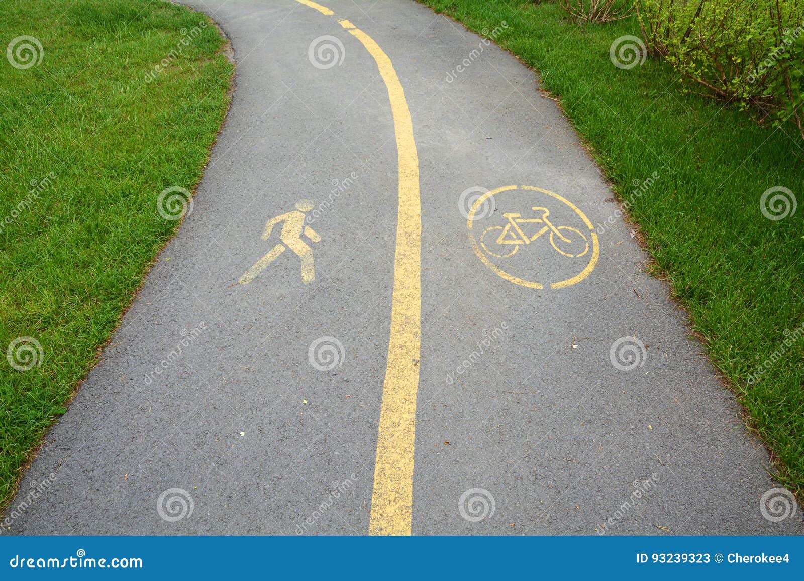 The sidewalk and bike path stock image. Image of bicycle - 93239323