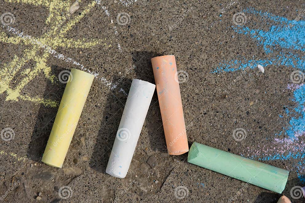 Sidewalk chalk stock photo. Image of ground, play, yellow - 9135078