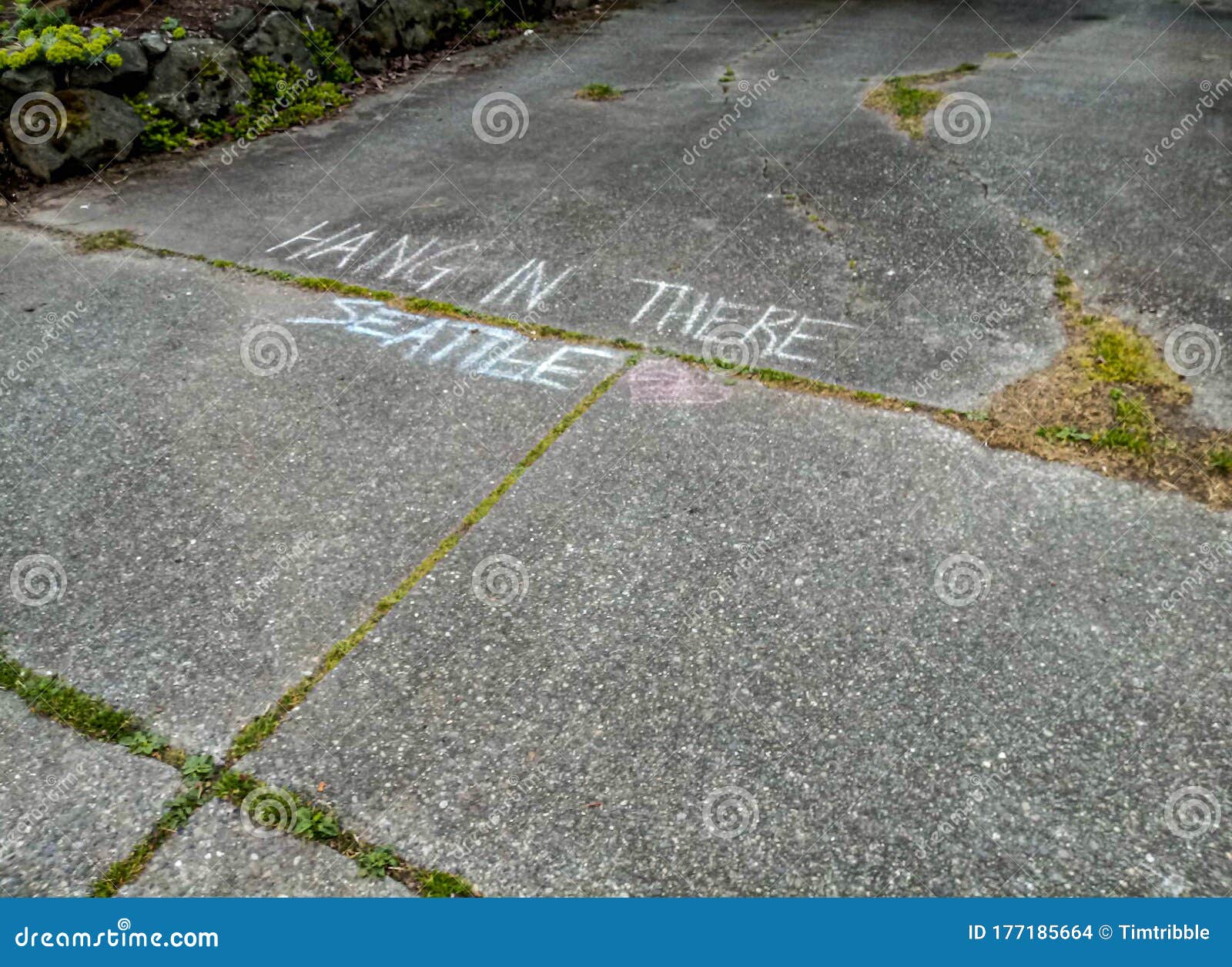 Sidewalk Chalk Hang in There Seattle Stock Photo - Image of northwest ...