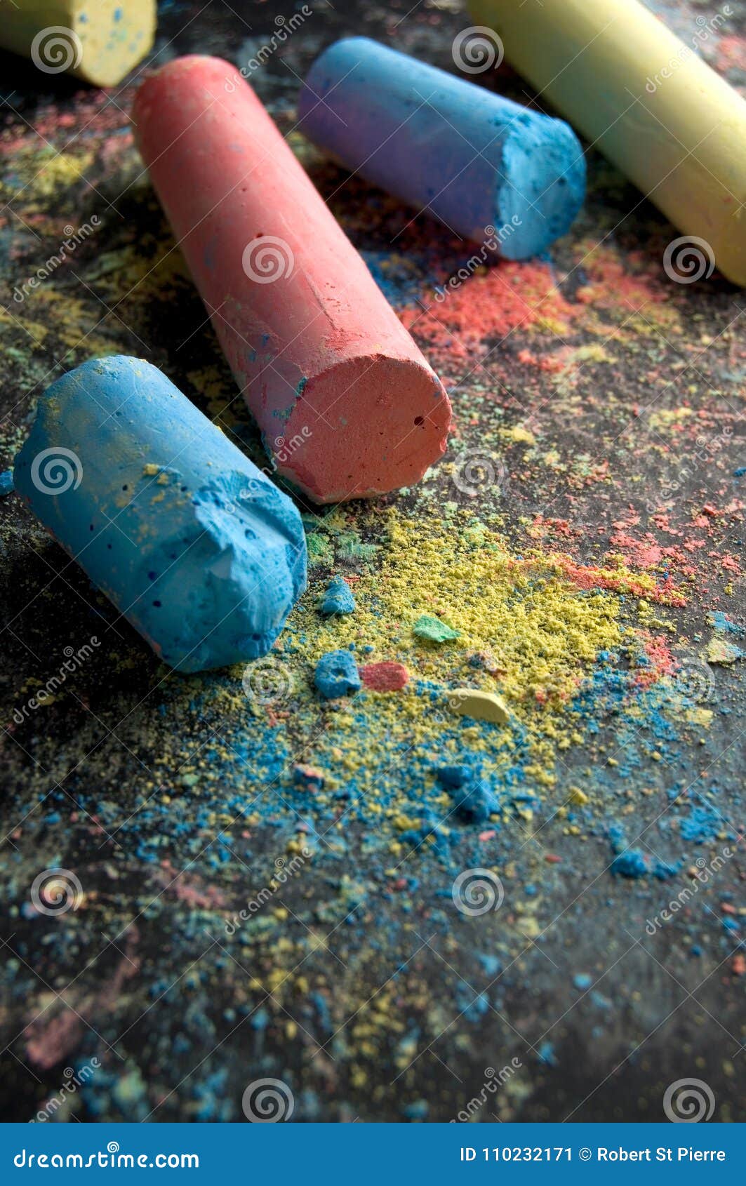 Sidewalk Chalk and Powder on Black Backgound Stock Image - Image of ...