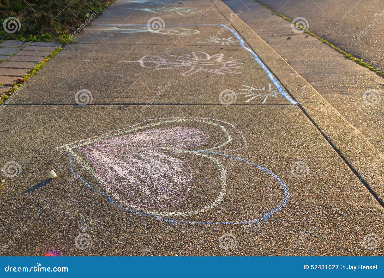 Sidewalk Chalk stock image. Image of chalk, pink, shadows - 52431027