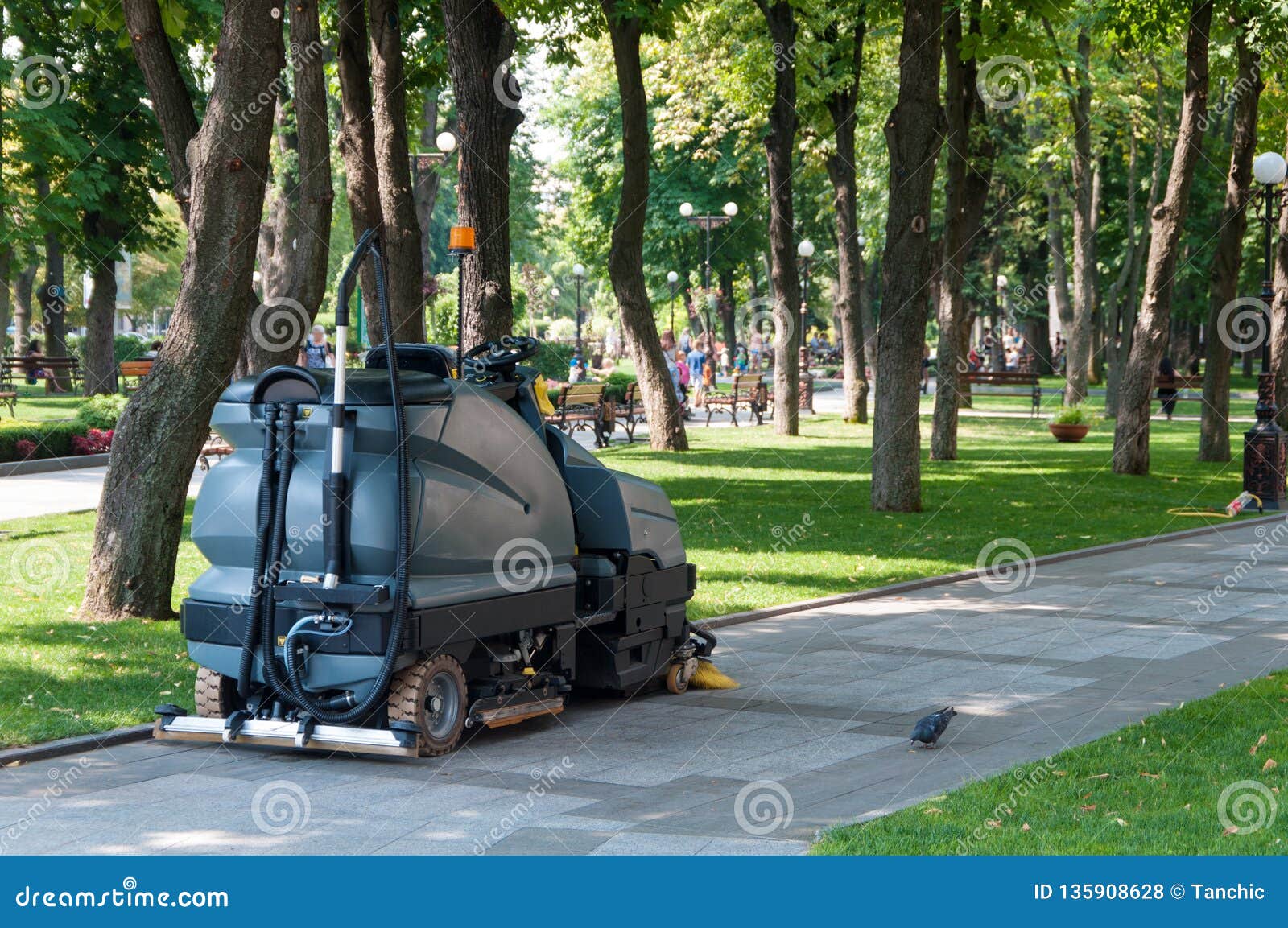 Sidewalk Cleaning Machine in the Park Stock Photo - Image of industry ...