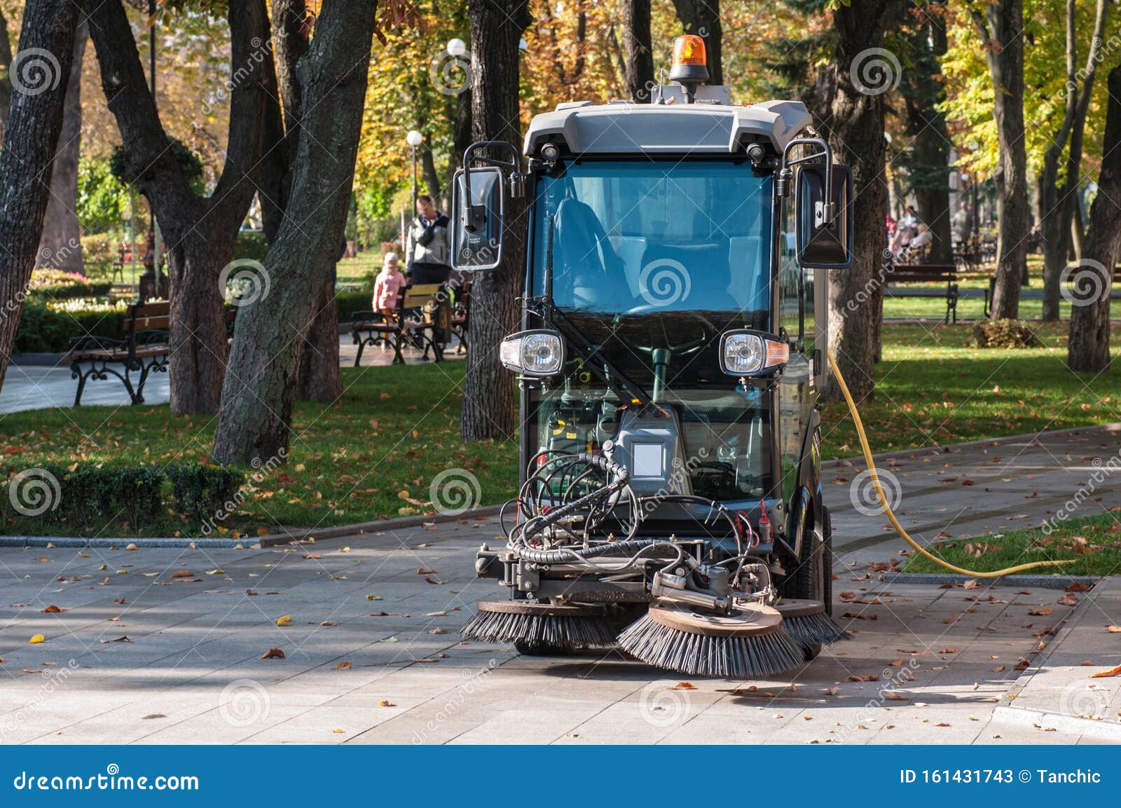 Sidewalk Cleaning Machine in the Park Stock Image - Image of sweeping ...