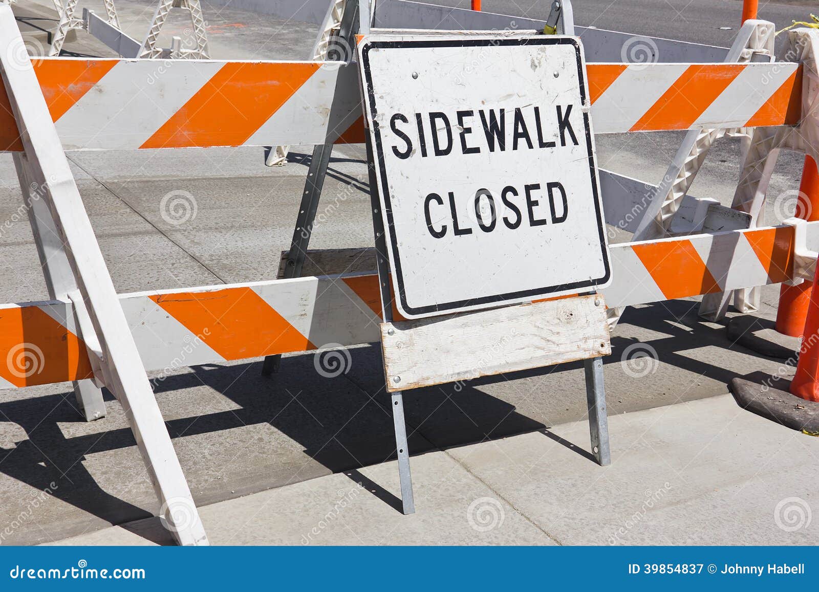 Sidewalk Close Sign stock image. Image of improvement - 39854837