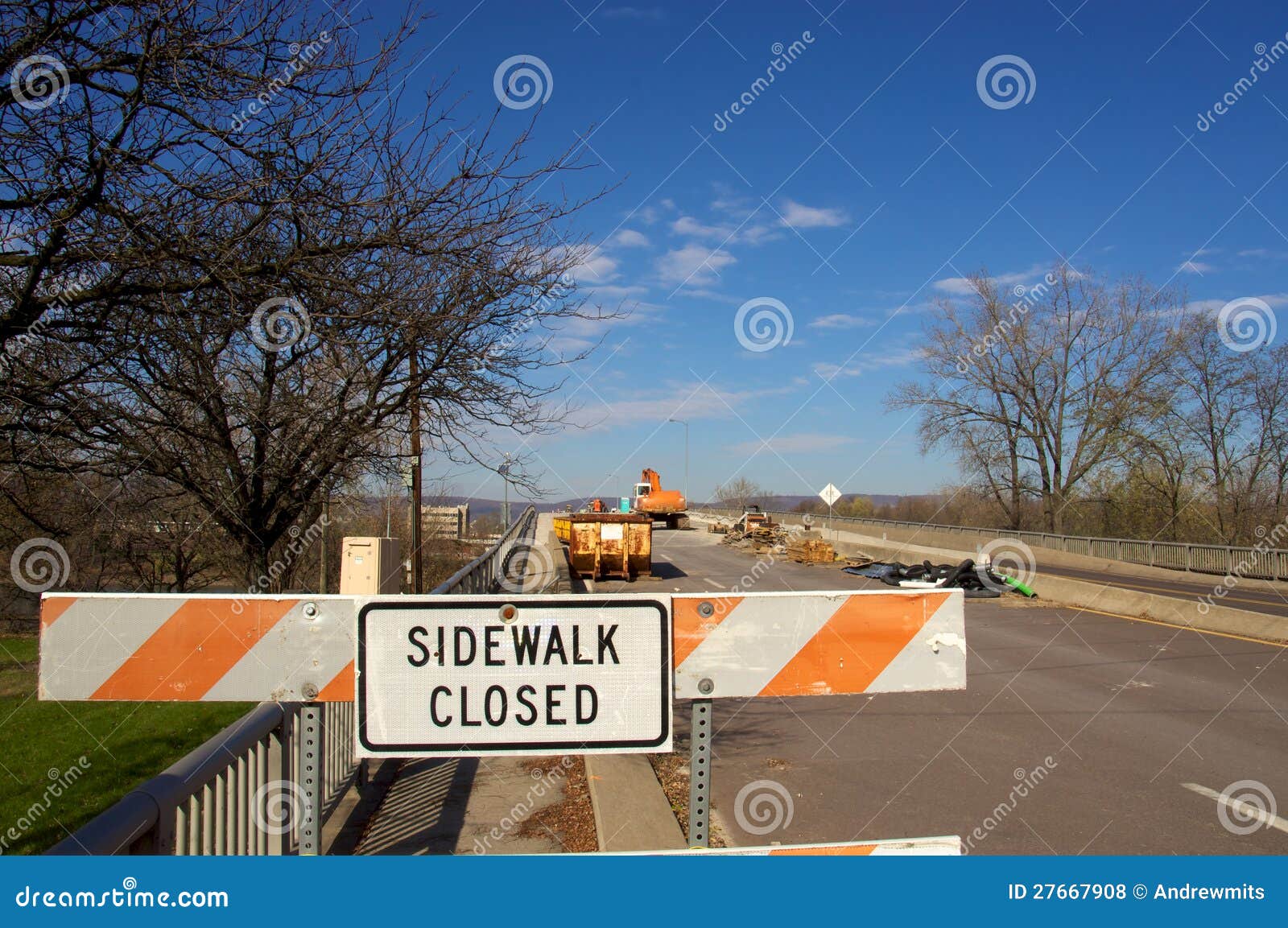 Sidewalk Closed for Bridge Repairs Stock Photo - Image of street ...