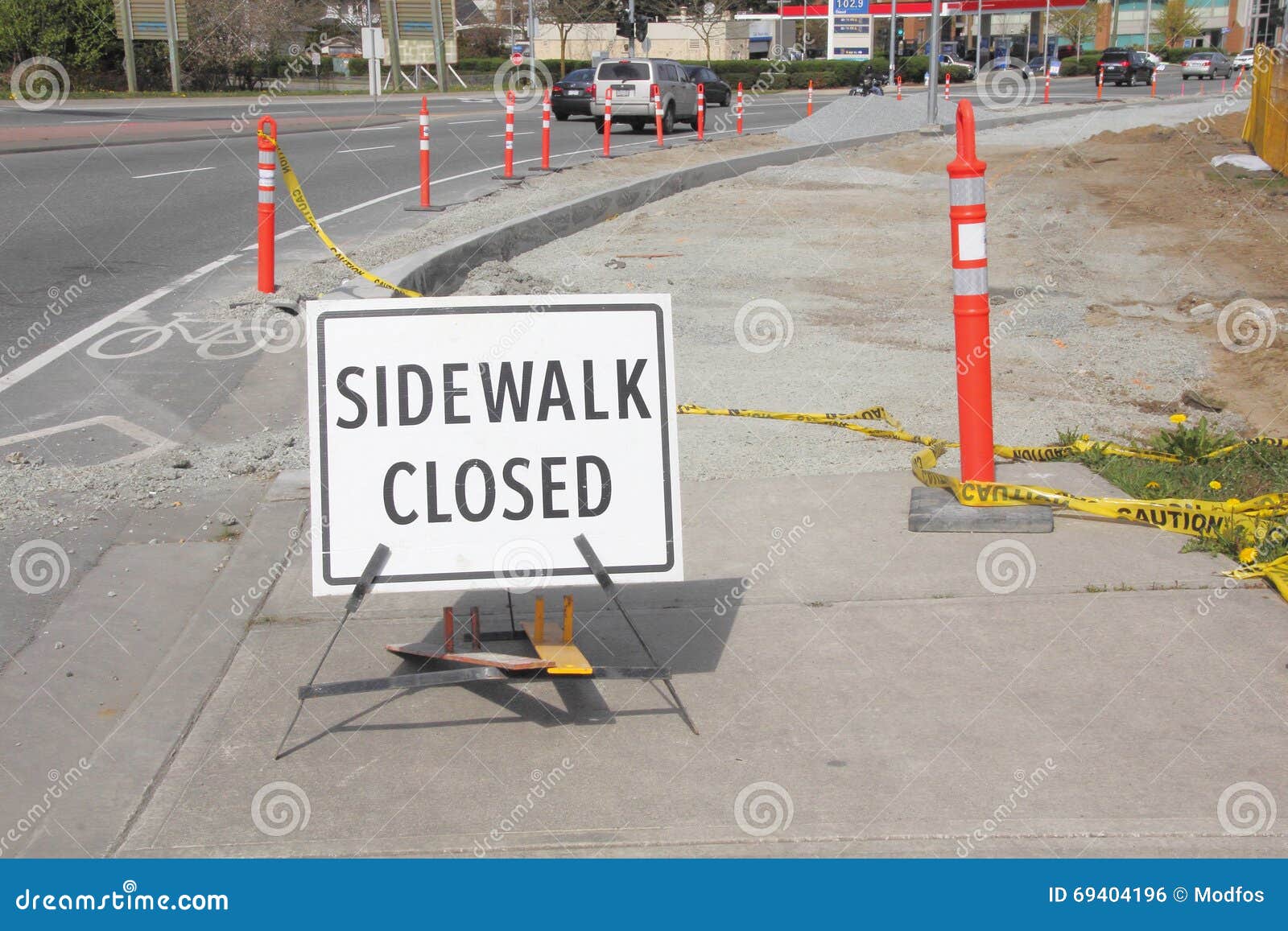 Sidewalk Closed and City Construction Stock Photo - Image of signage ...