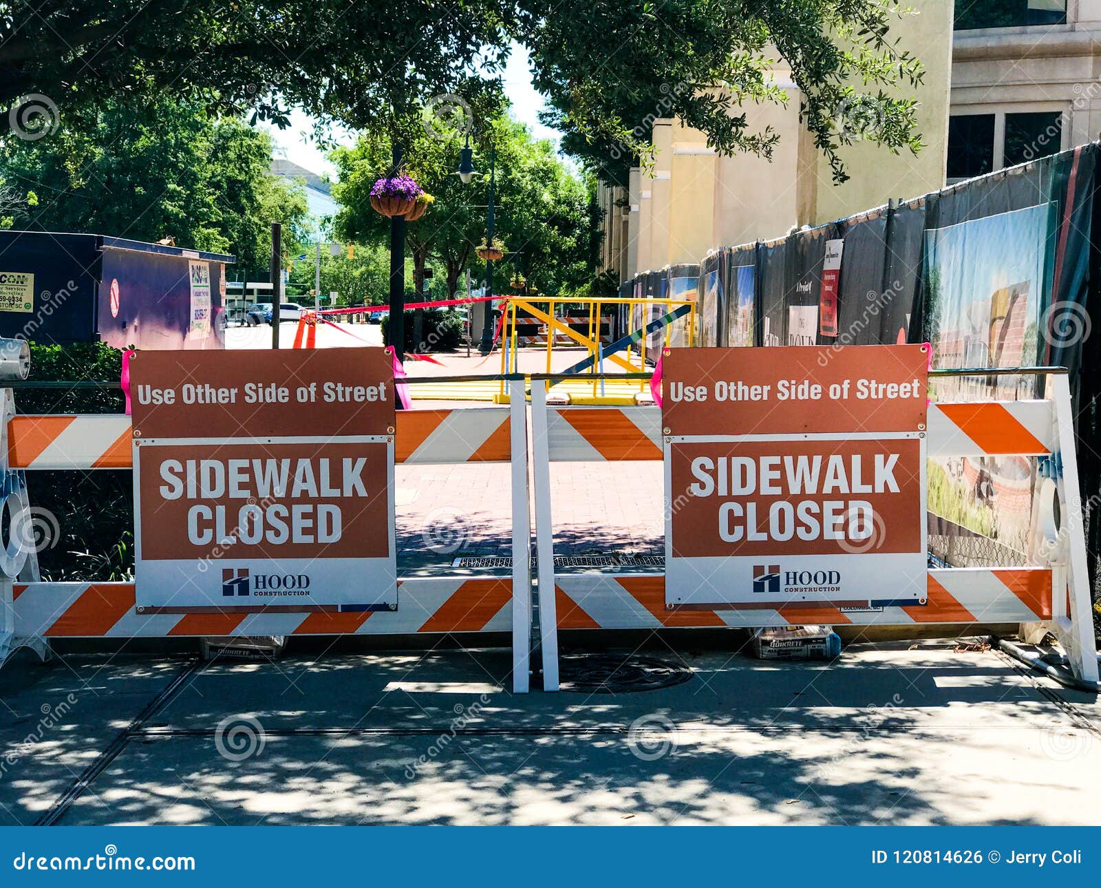 Sidewalk Closed Pedestrian Warning Sign Editorial Photo - Image of ...