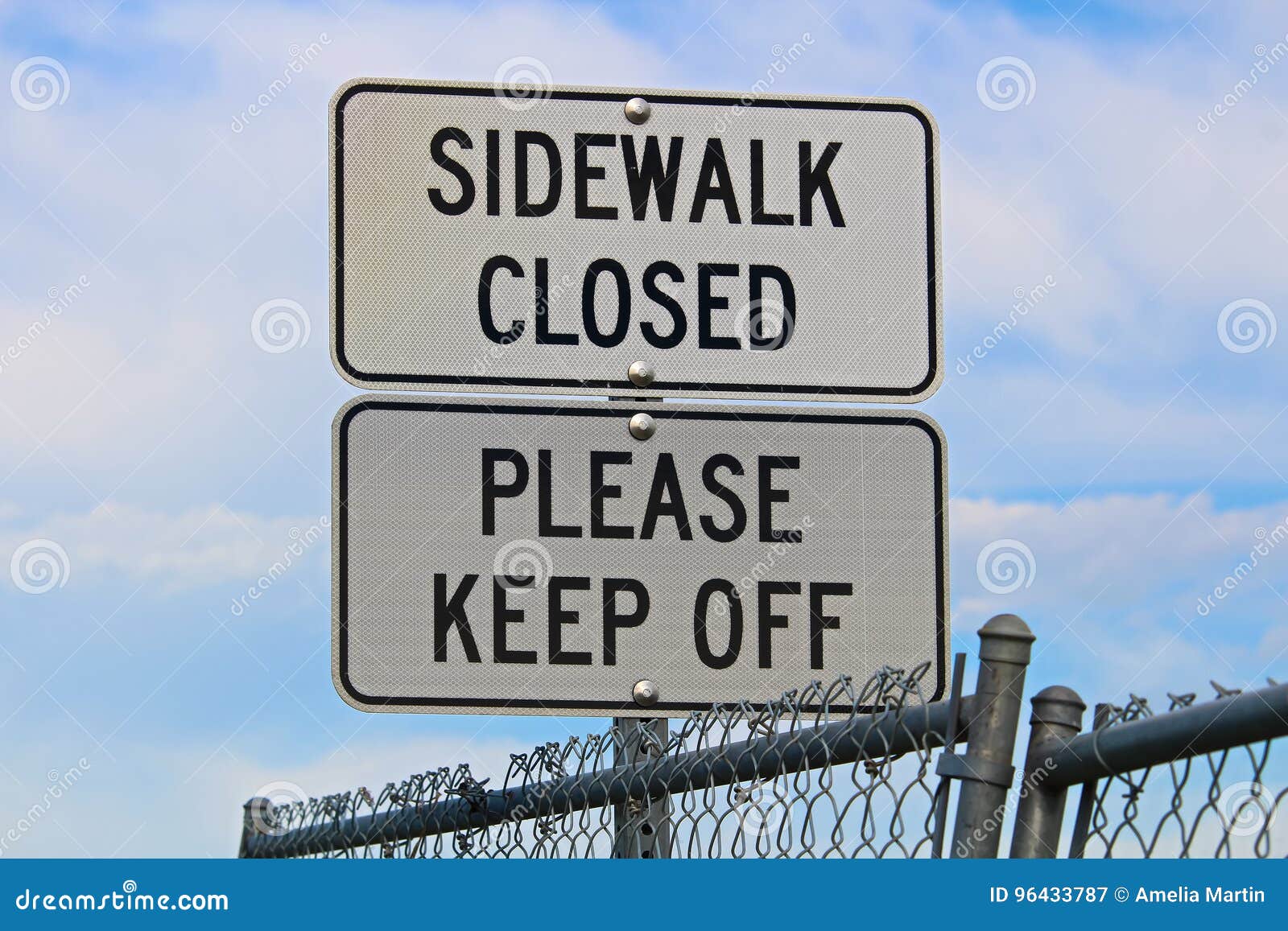 Sidewalk Closed, Please Keep Off Signs Stock Image - Image of sidewalk ...