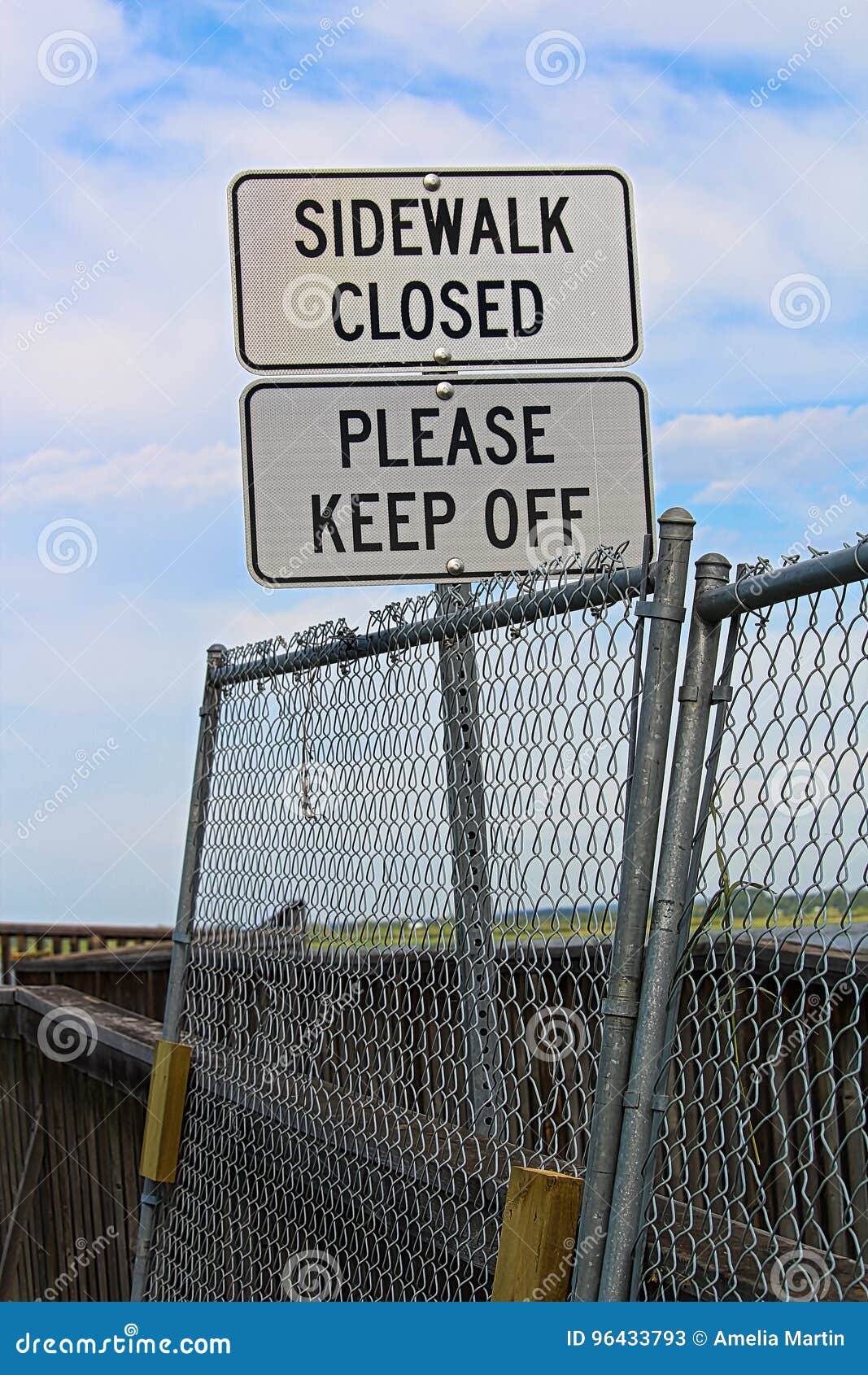 Sidewalk Closed, Please Keep Off Signs Closing a Sidewalk Stock Image ...