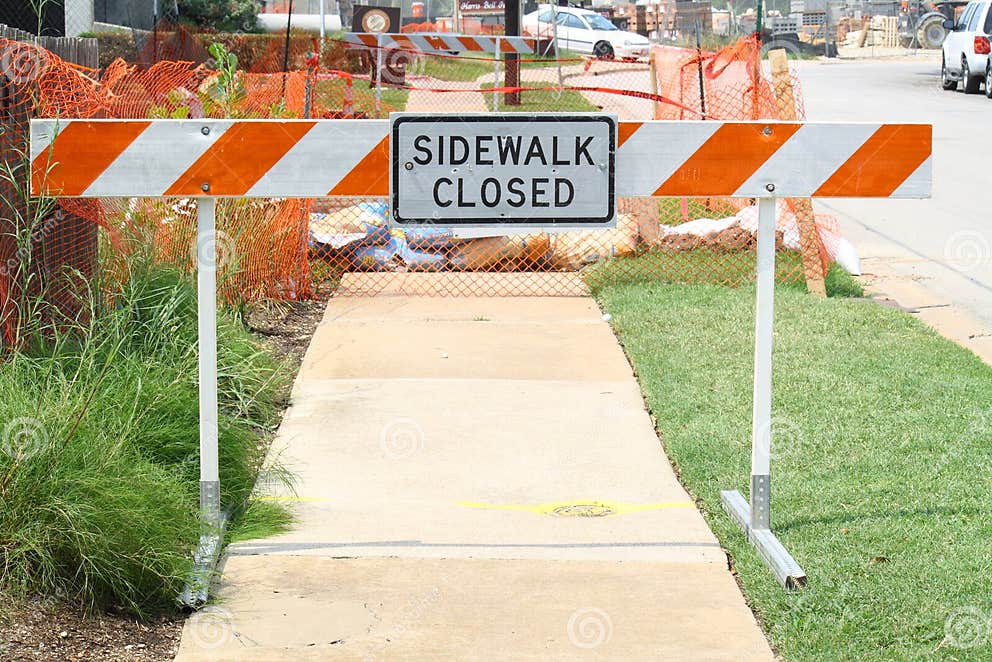 Sidewalk closed sign stock photo. Image of sidewalk, equipment - 19596988