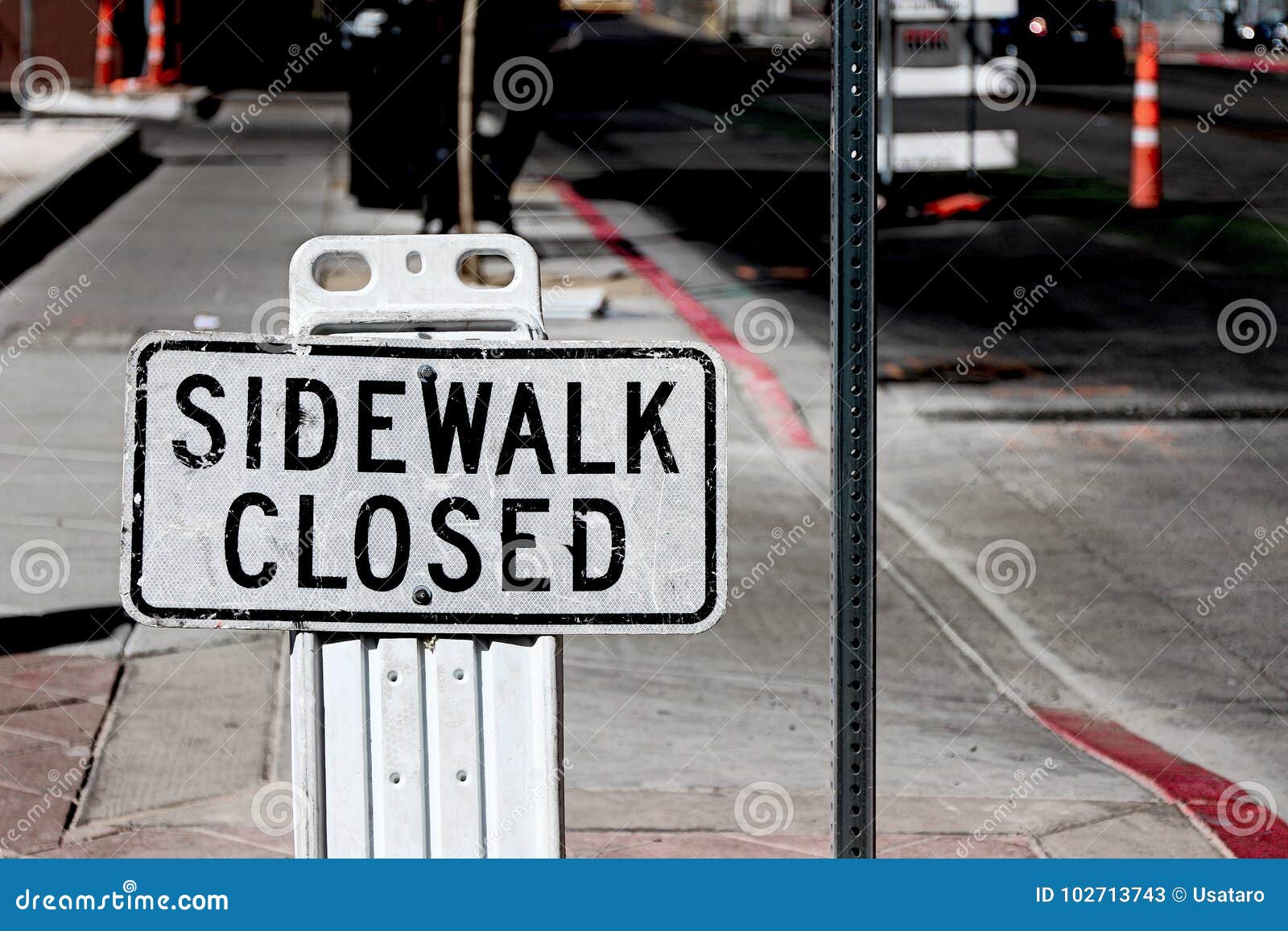 Sidewalk closed sign stock image. Image of message, construction ...