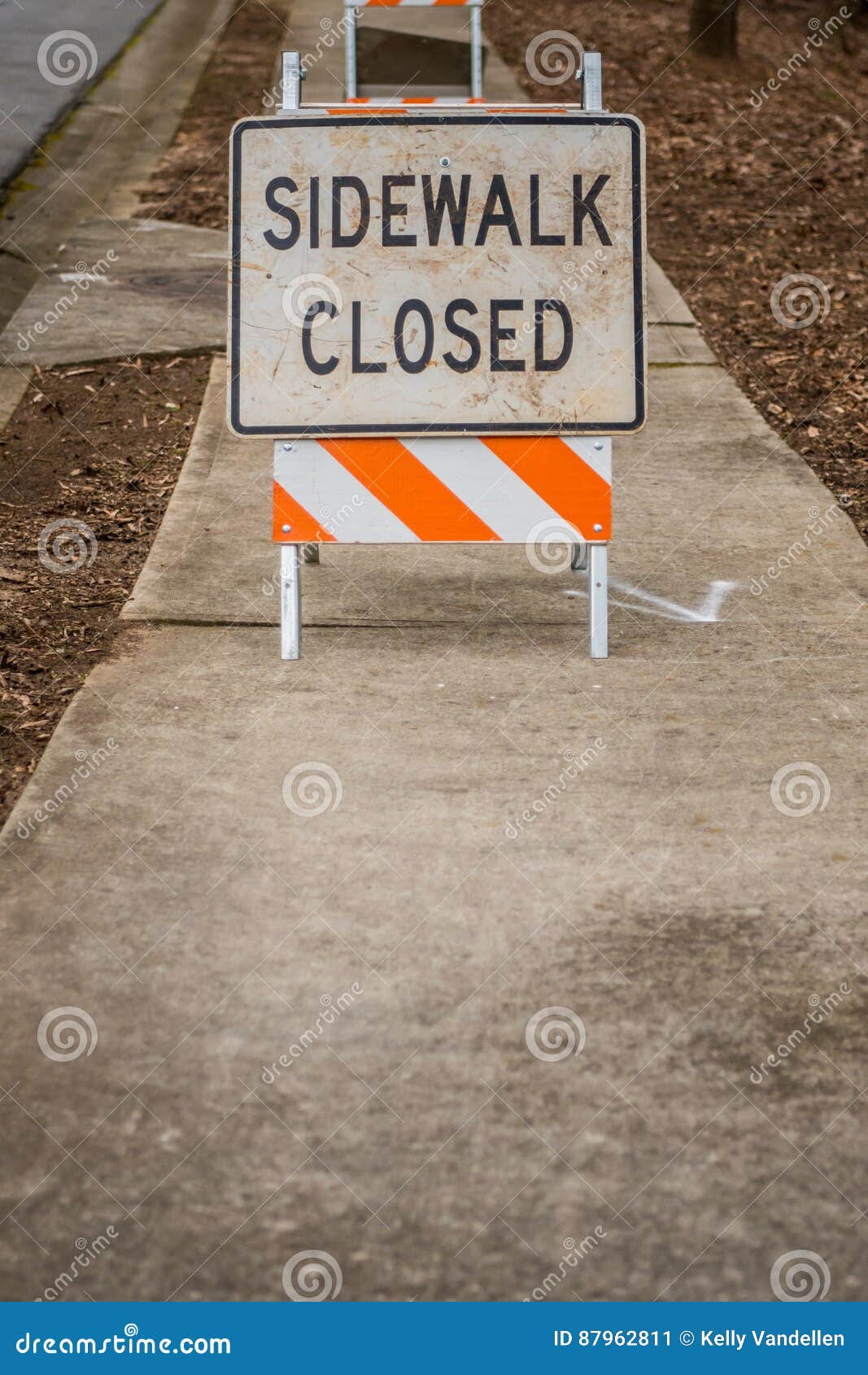 Sidewalk Closed Sign Wide with Bottom Half Copy Space Stock Image ...