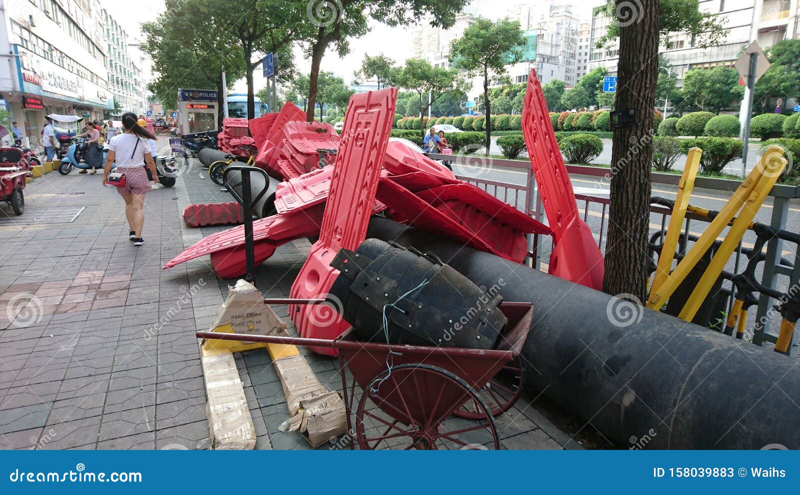 Sidewalk Construction Blockade Stock Photo | CartoonDealer.com #53725548