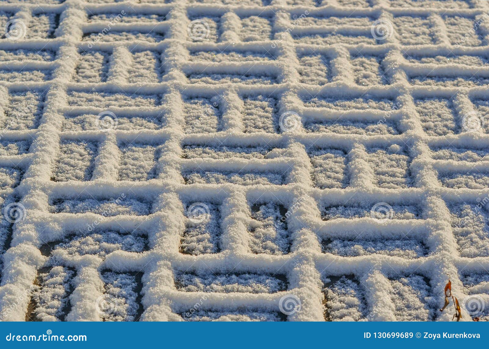 Sidewalk Covered with Fluffy Snow. Stock Image - Image of sparkling ...