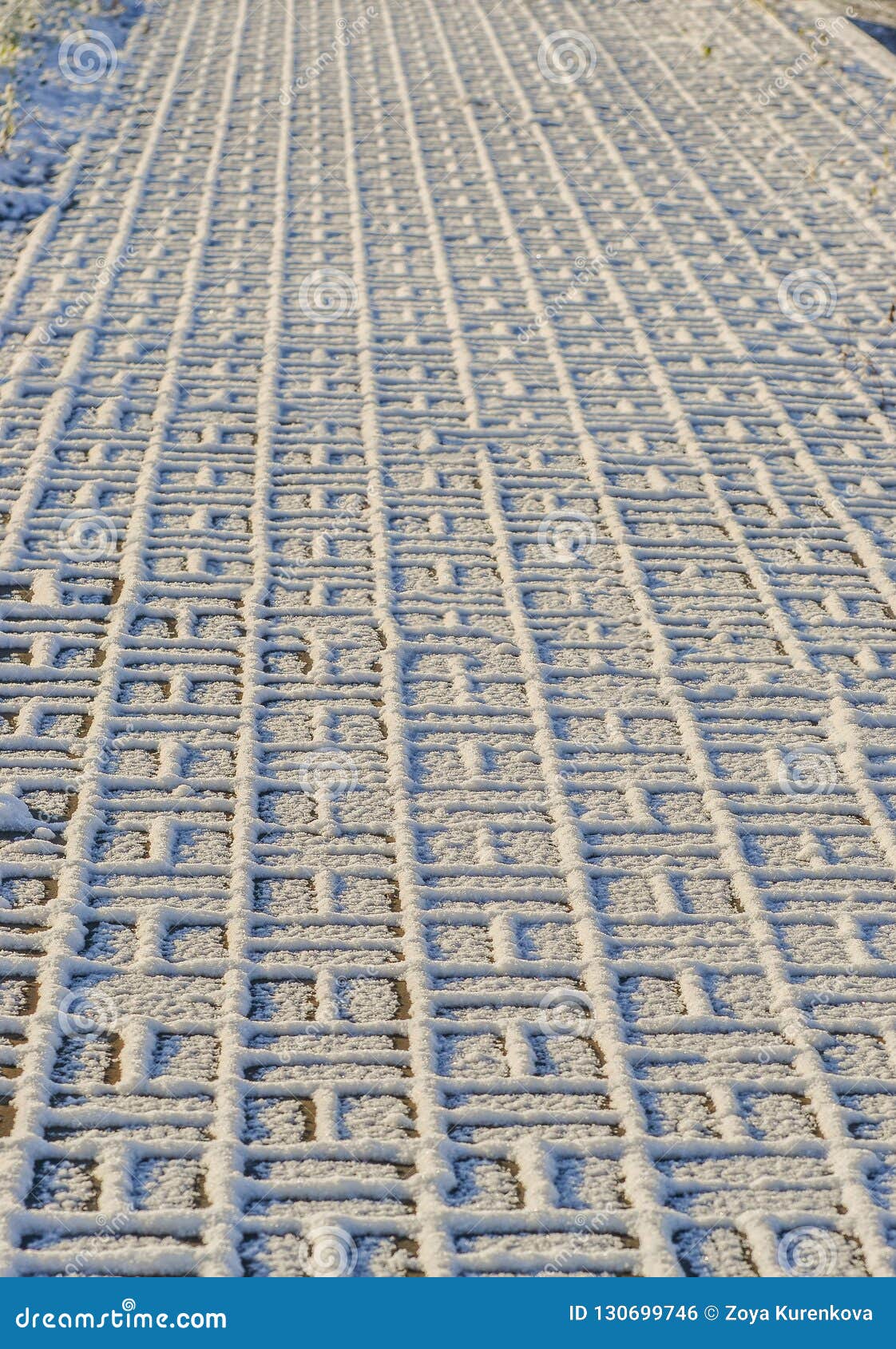 Sidewalk Covered with Fluffy Snow. Stock Photo - Image of october ...
