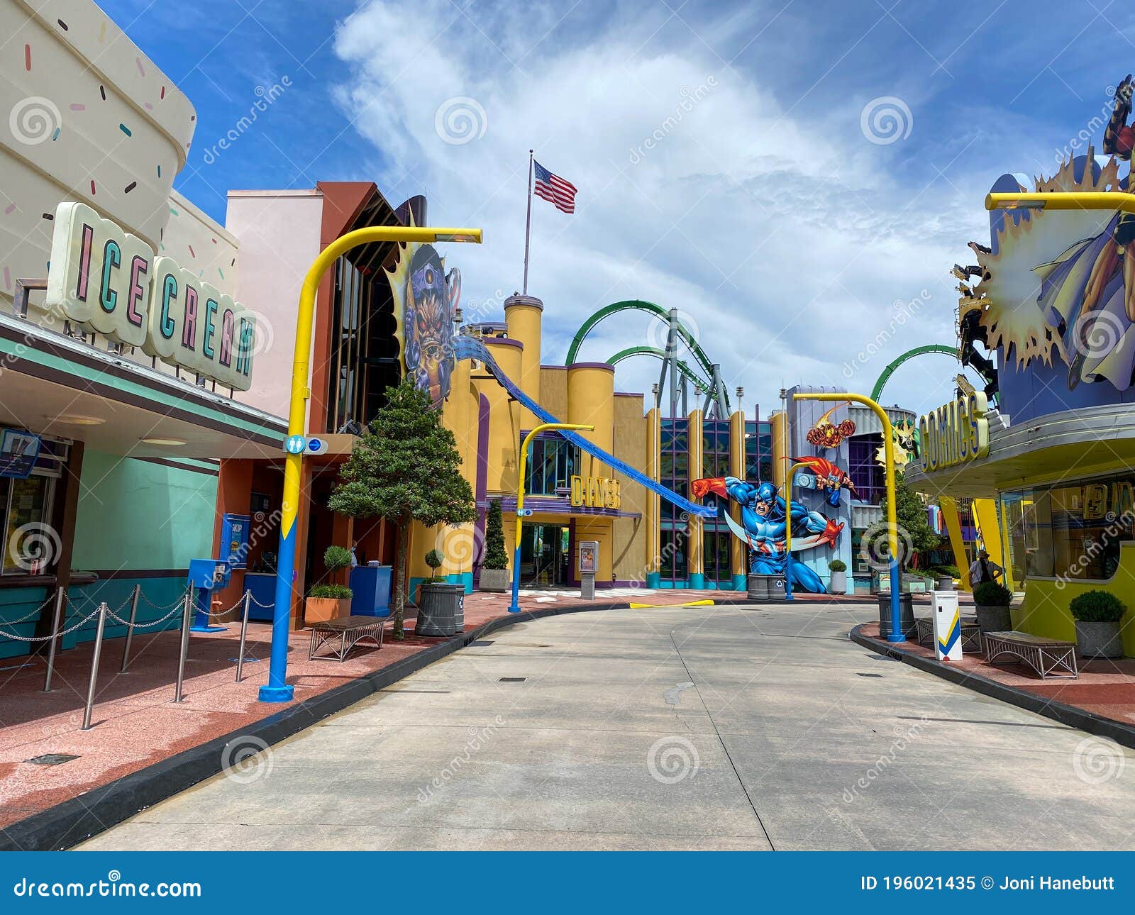The Sidewalk In Front Of The Marvel Area At Universal Studios Resort ...