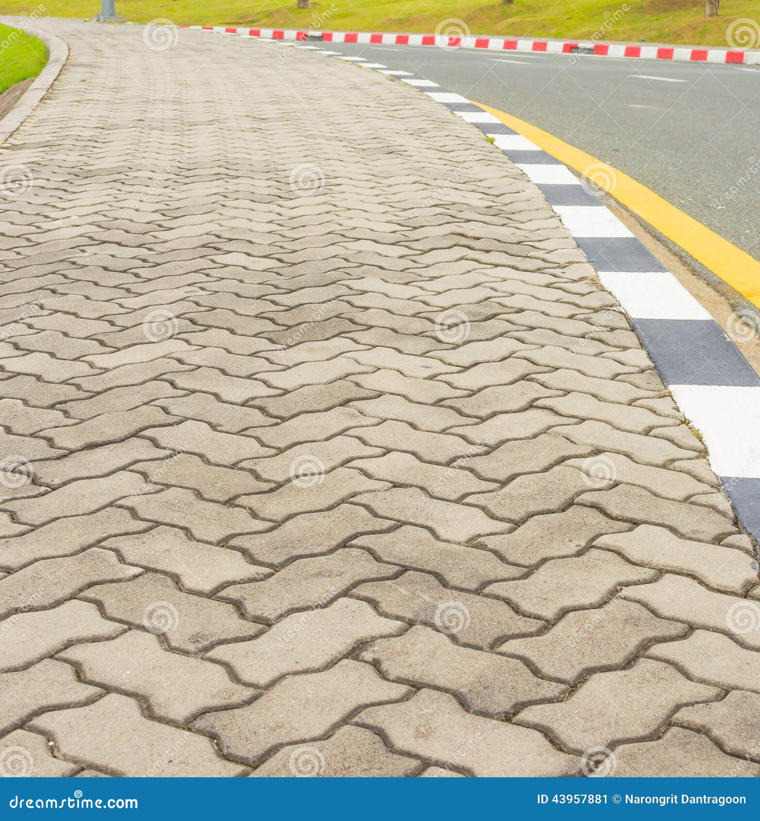 New Sidewalk Made Of Concrete Interlocking Paving Blocks Stock Image ...