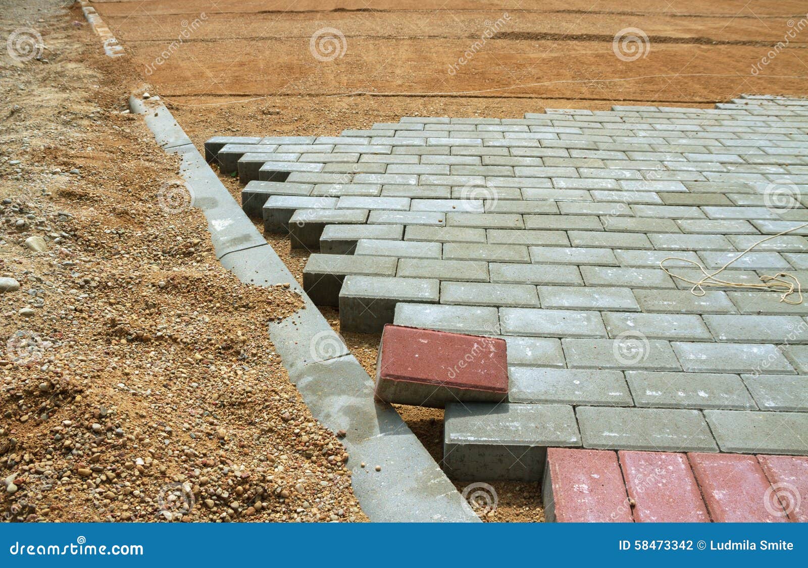 Sidewalk Pavement Construction. Stock Photo - Image of horizontal, sand ...