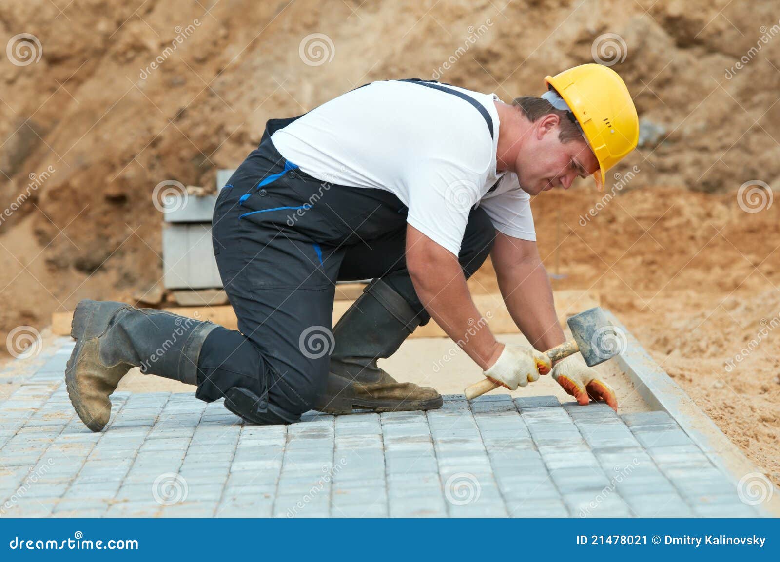 Sidewalk Pavement Construction Works Stock Image - Image of brick ...