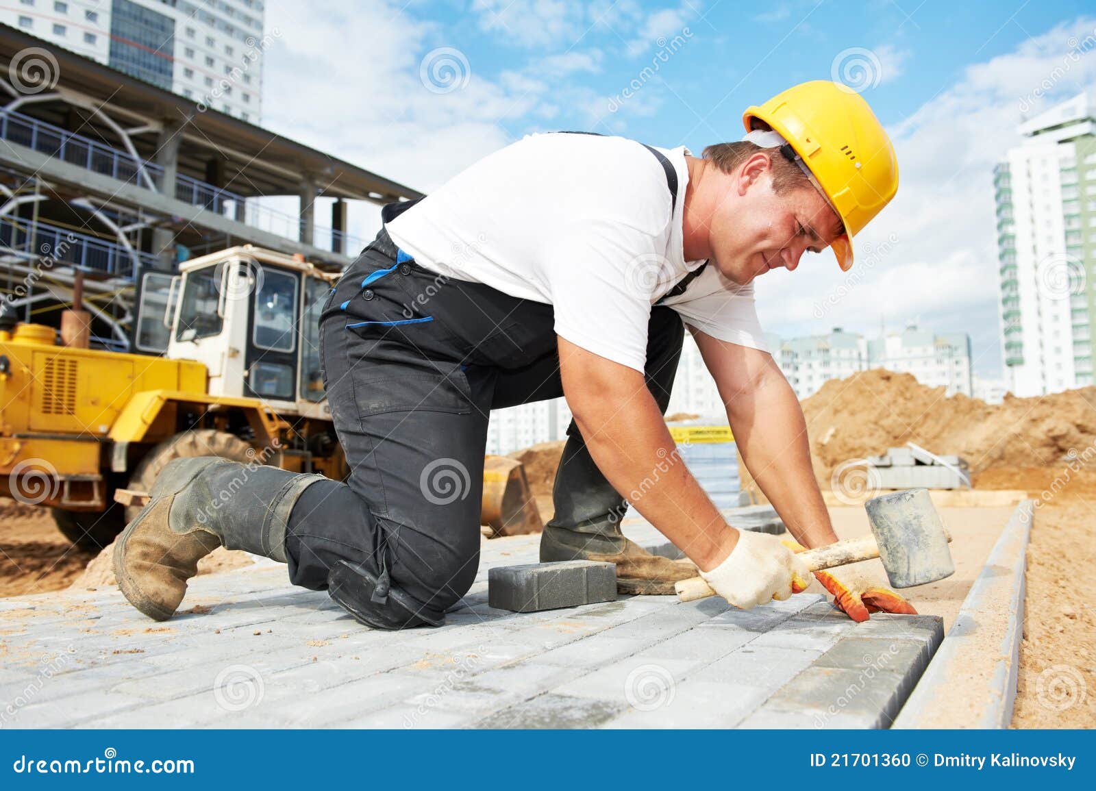 Sidewalk Pavement Construction Works Stock Photo - Image of hand ...