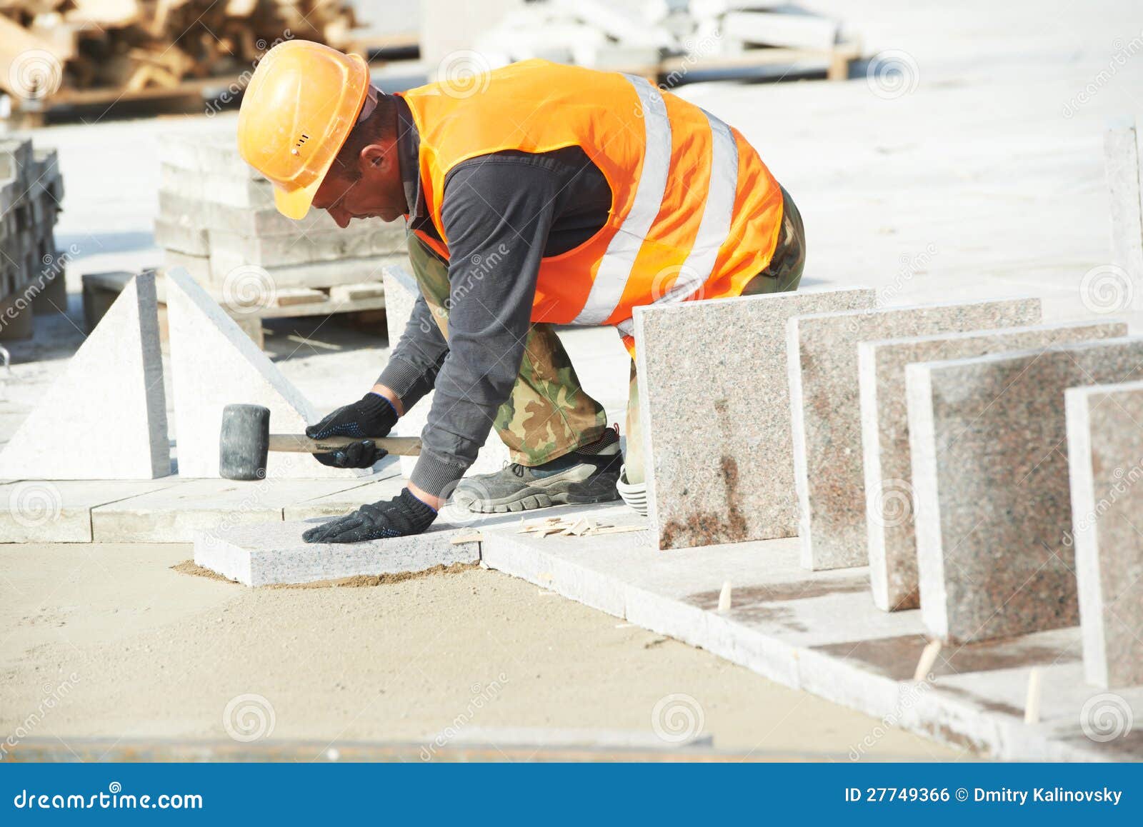 Sidewalk Pavement Construction Works Stock Photo - Image of bricklaying ...