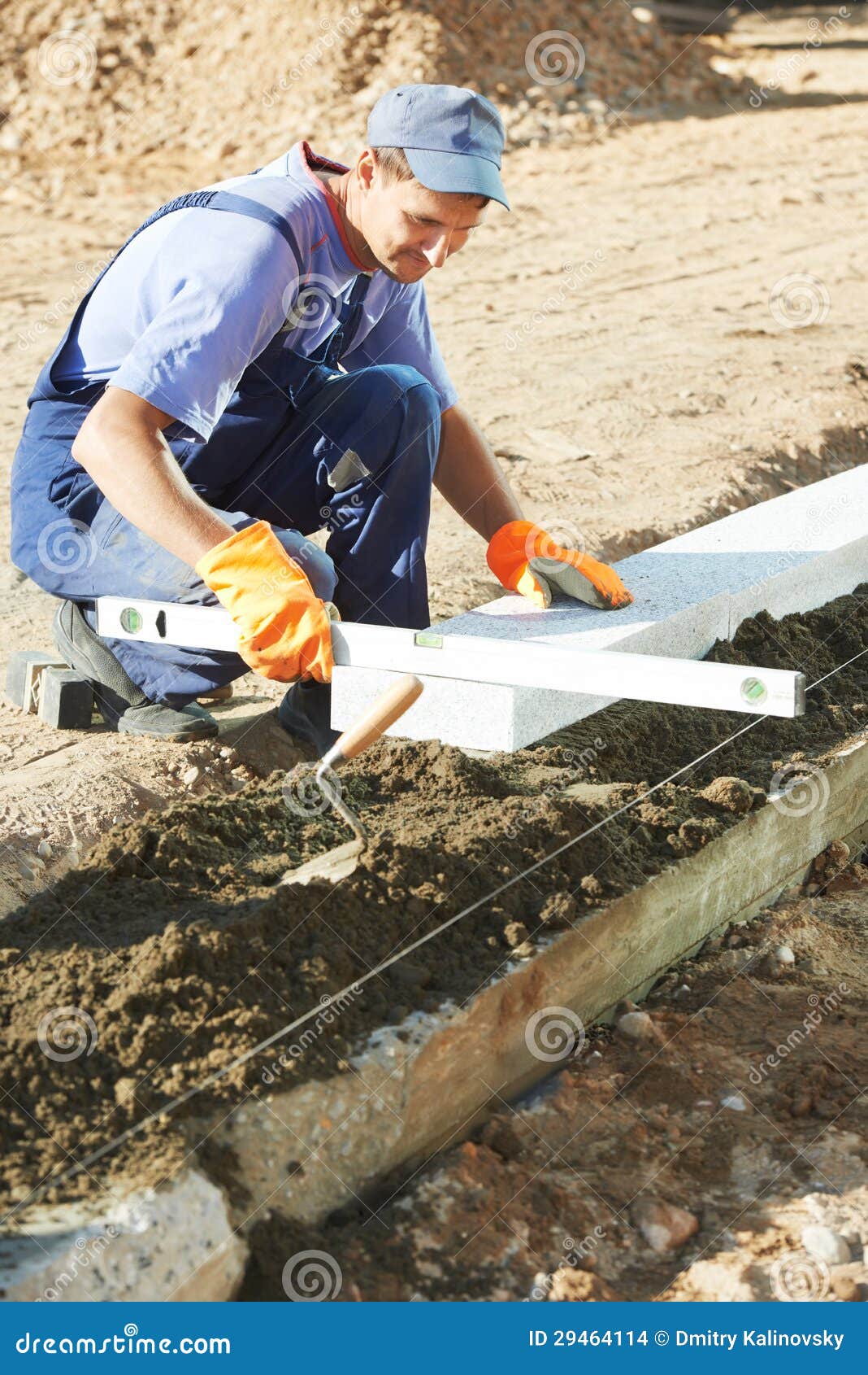 Sidewalk Pavement Construction Works Stock Photo - Image of manual ...