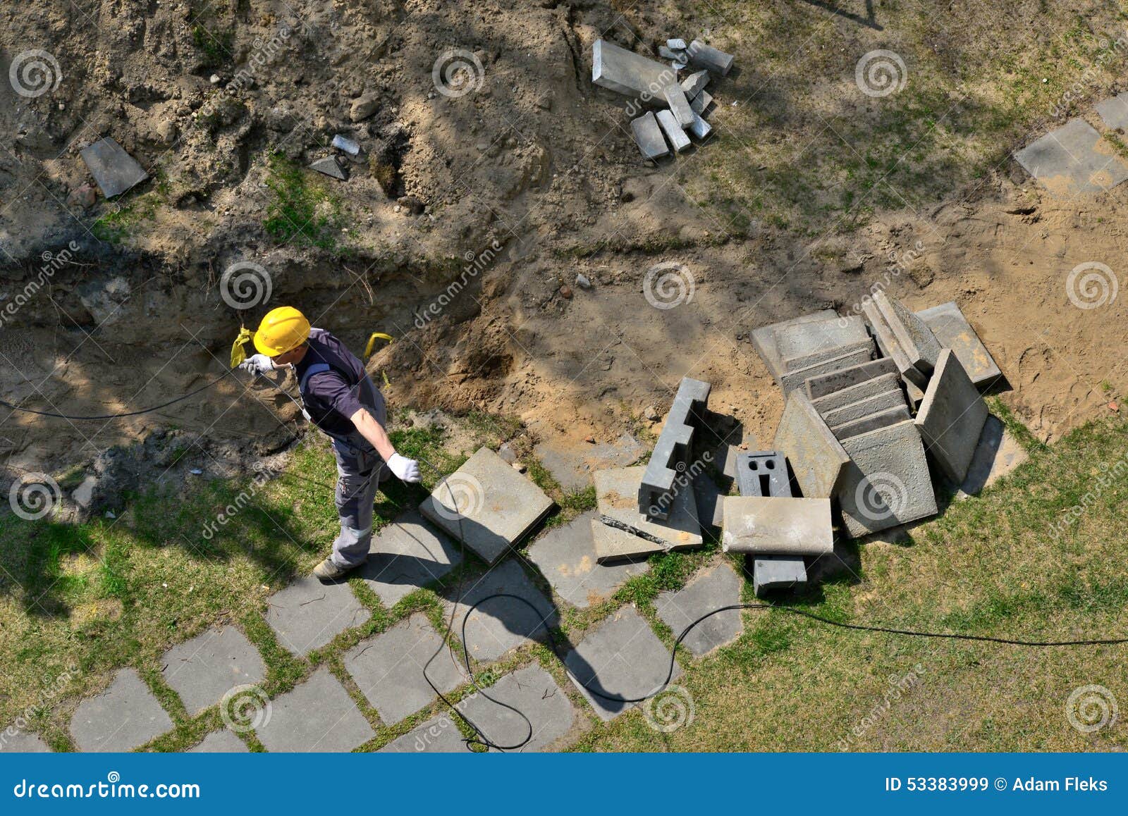 Sidewalk Pavement Construction Works Editorial Stock Image - Image of ...