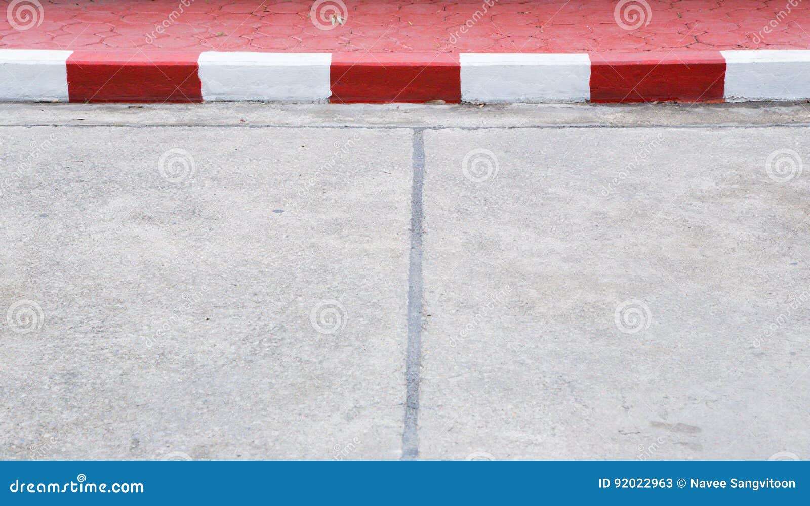 Sidewalk with Red and White Curb Stock Image - Image of marking ...
