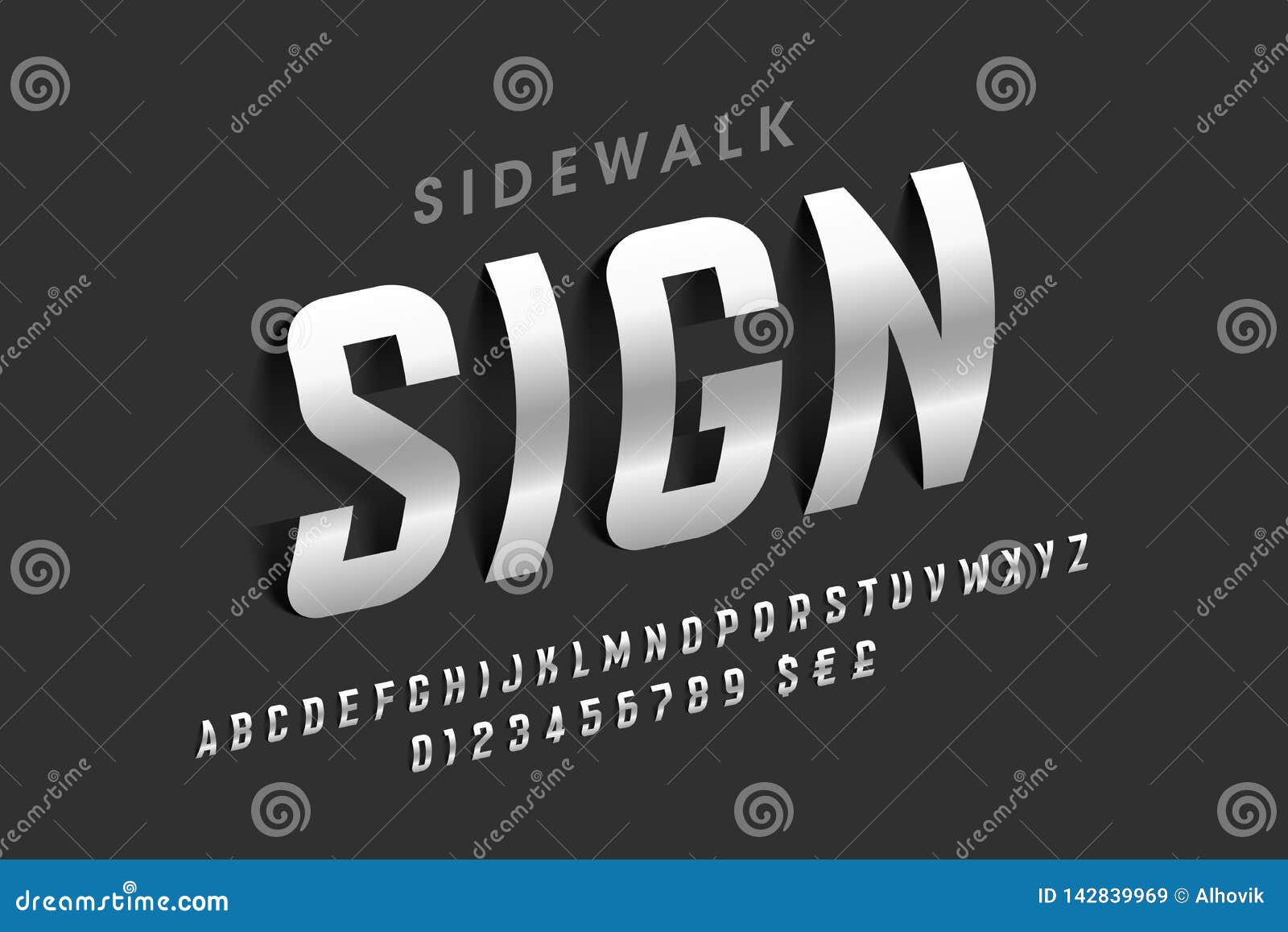 Sidewalk Sign Letters Font Vector Illustration | CartoonDealer.com ...