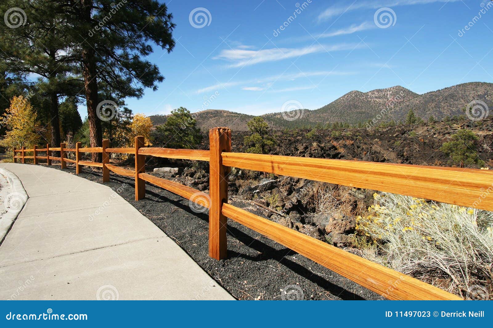 A Sidewalk at Sunset Crater Stock Image - Image of mountains, aspen ...