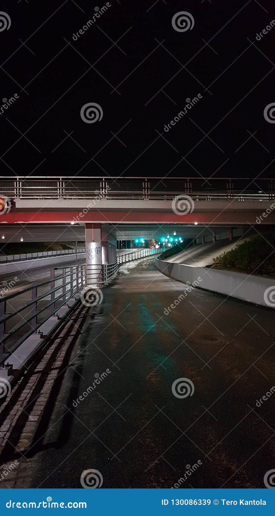 Sidewalk with a Train Bridge Above Stock Image - Image of sidewalk ...