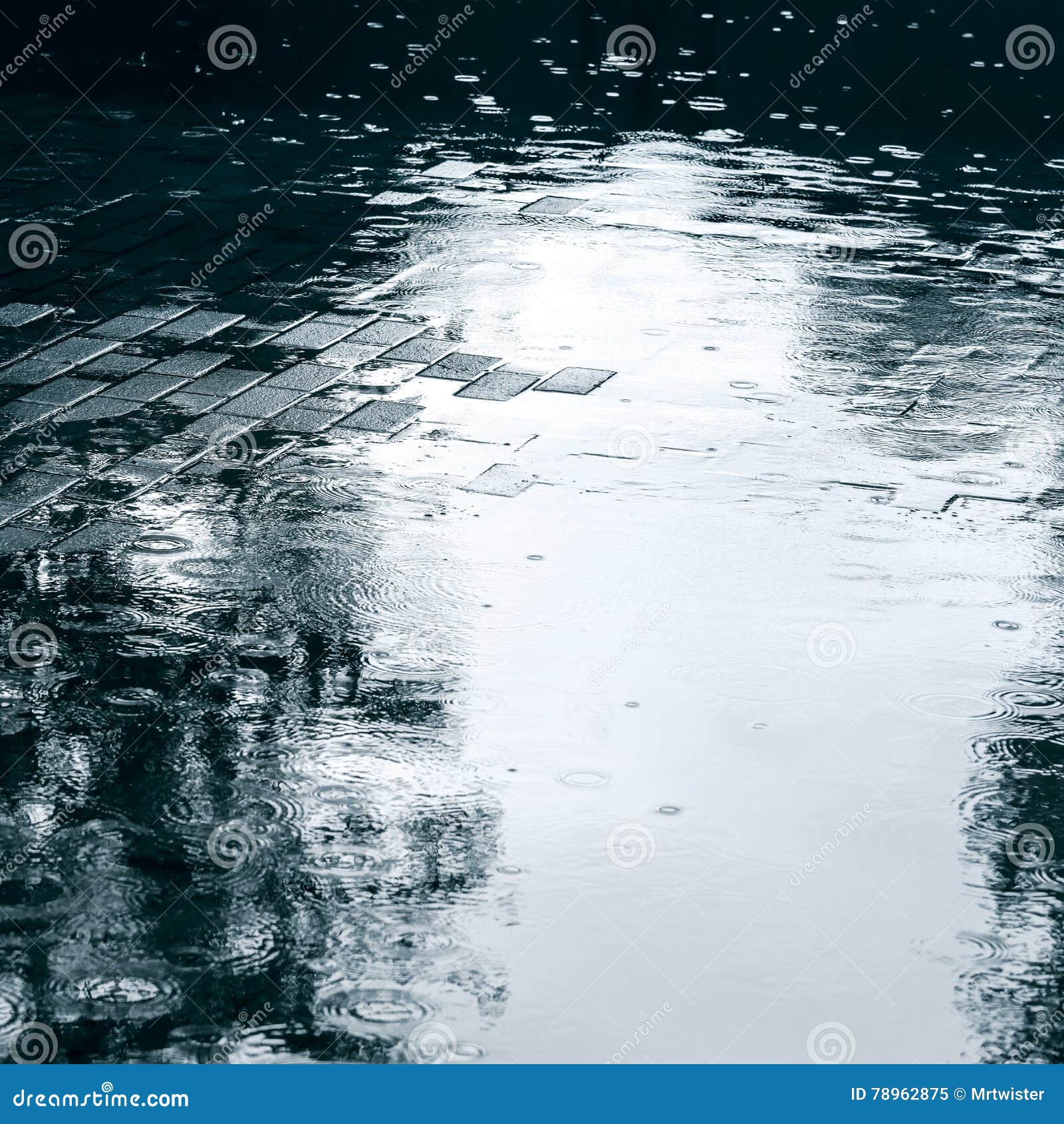 Sidewalk with Water Puddles after Heavy Rain Stock Image - Image of ...