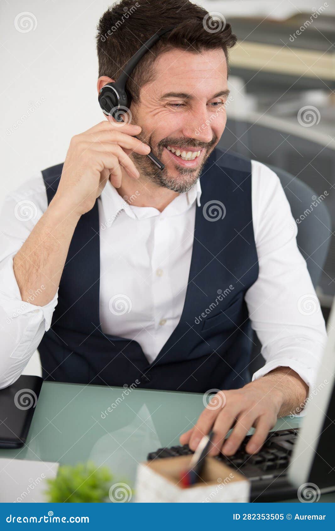 Sideways Portrait Male in Office Stock Image - Image of glasses ...