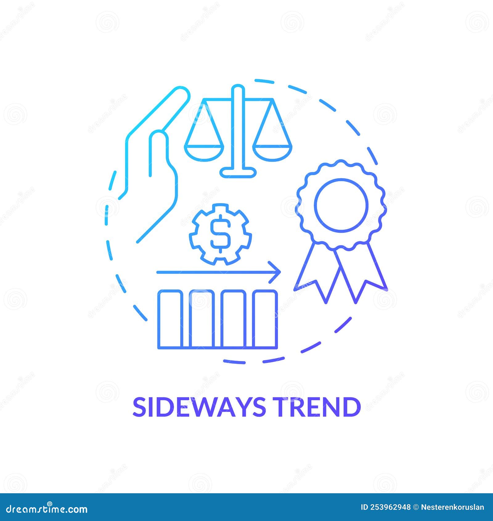 Sideways Trend Blue Gradient Concept Icon Stock Vector - Illustration ...