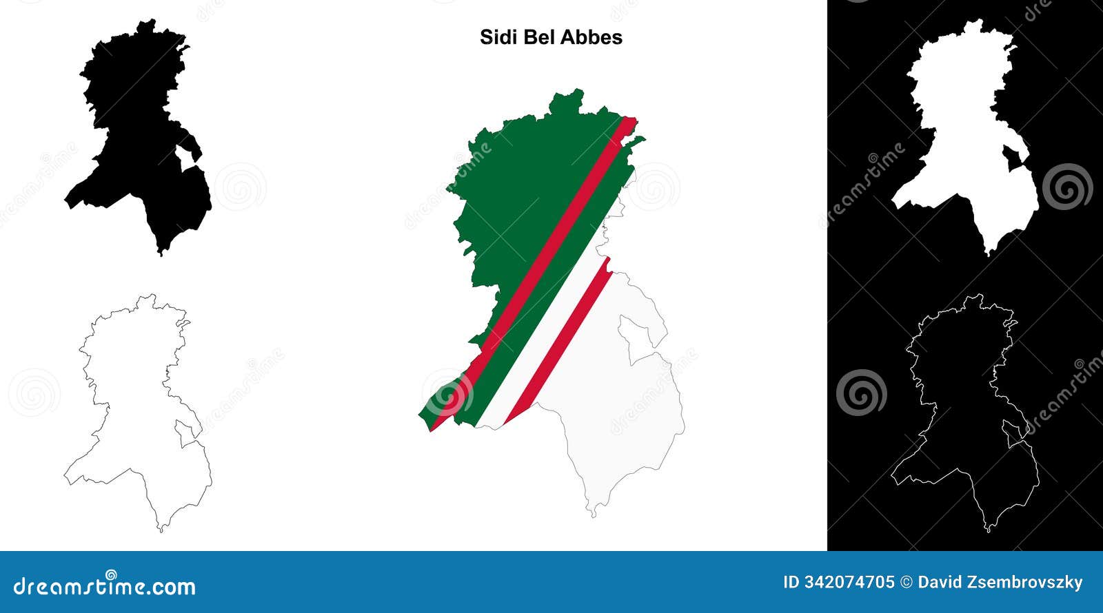 Sidi Bel Abbes outline map stock illustration. Illustration of border ...