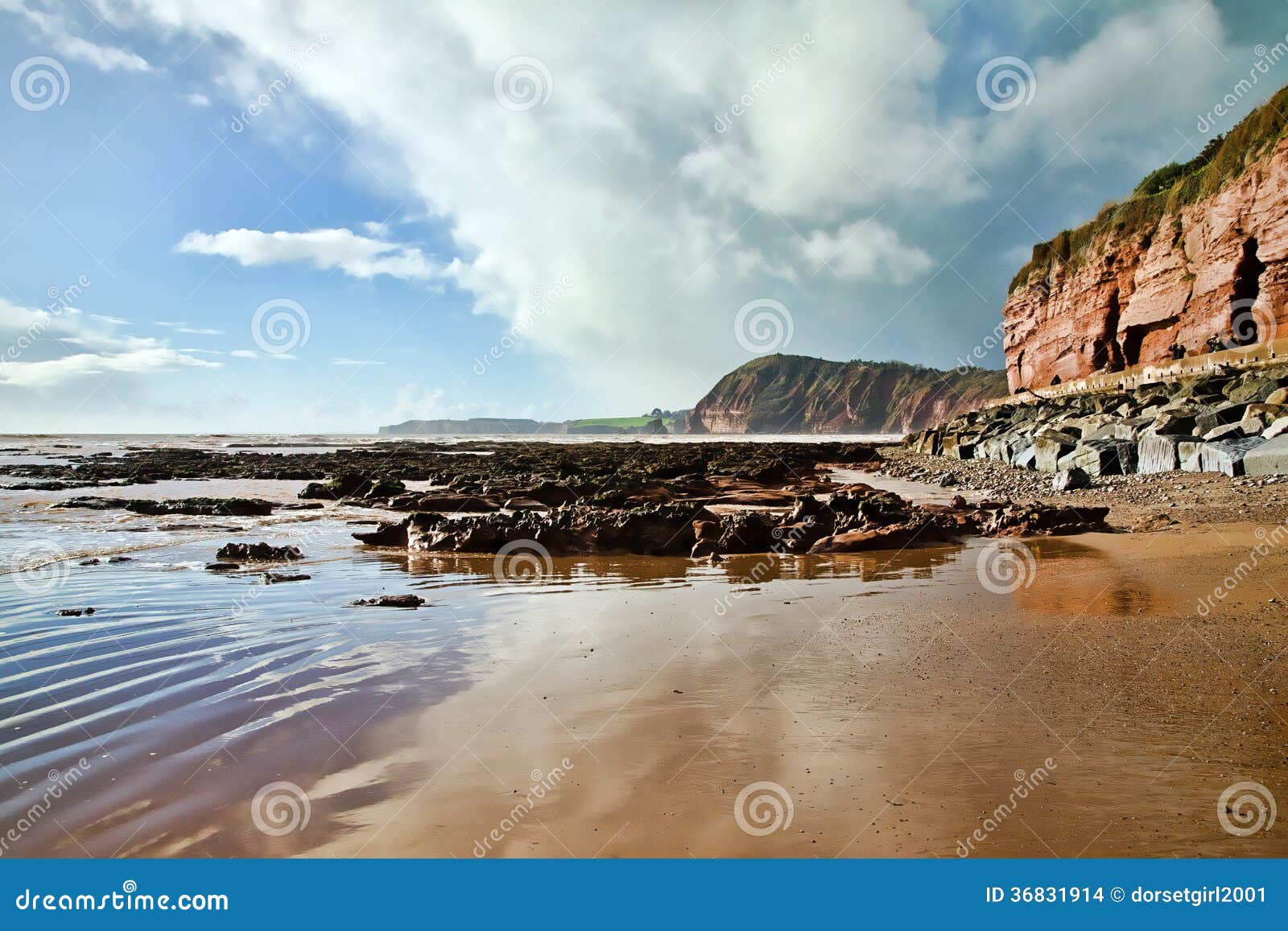 Sidmouth Seascape stock photo. Image of reflections, southwest - 36831914
