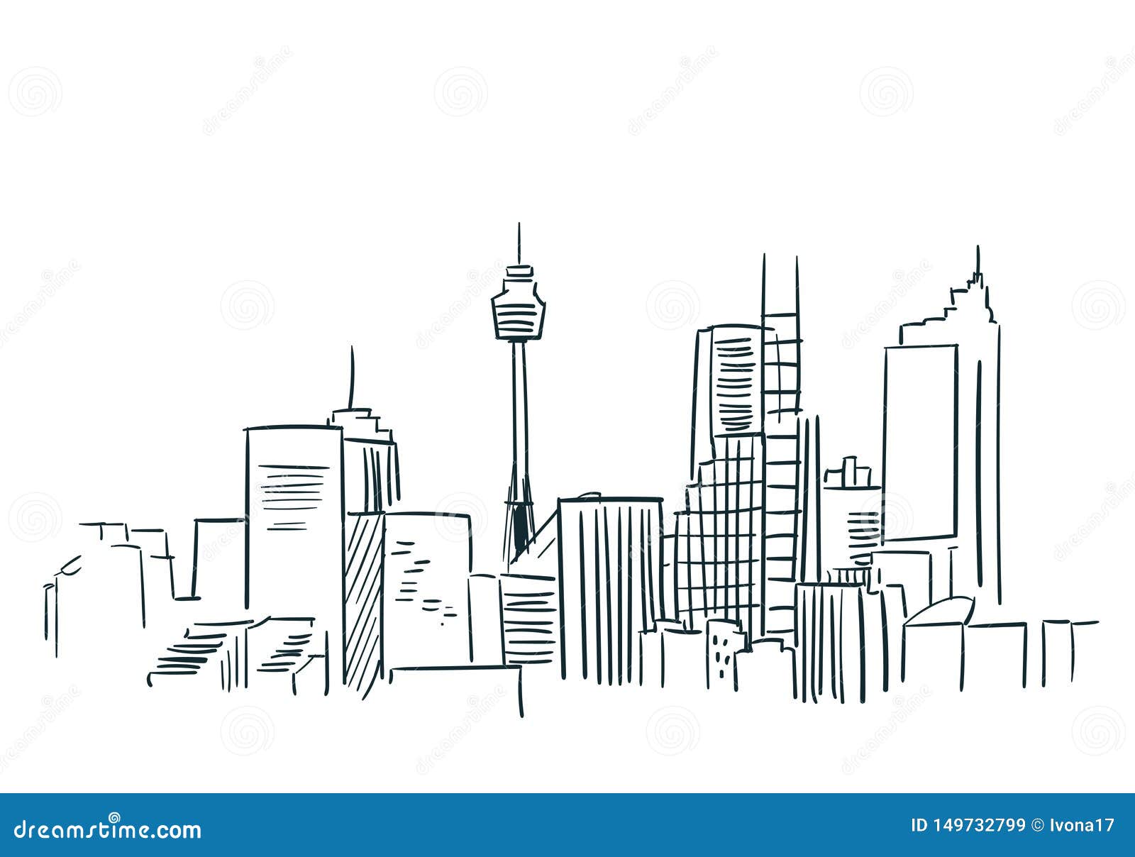 Sidney Australia Sketch Vector City Line Art Stock Illustration ...